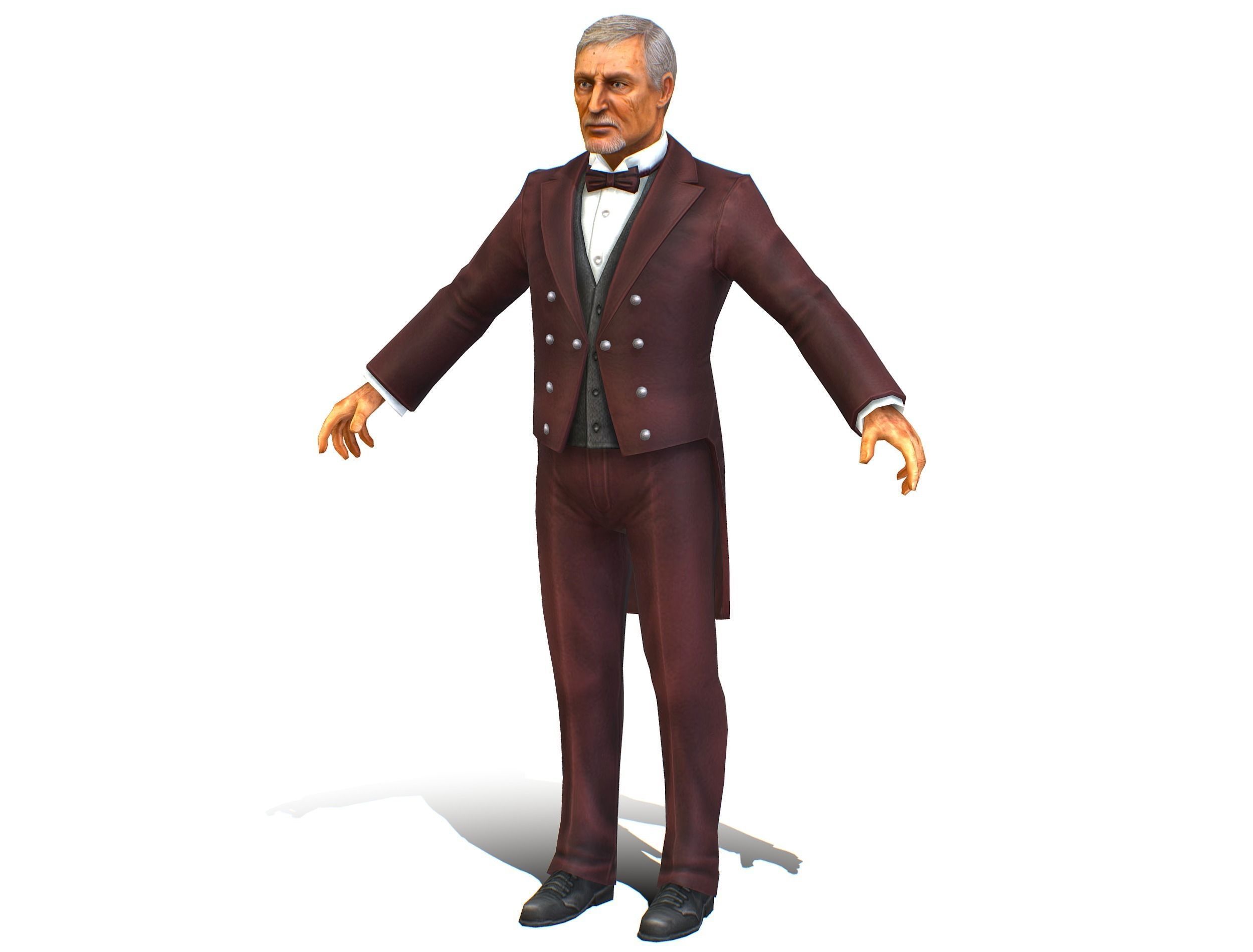 3D model Old Man Concierge in Brown Suit VR / AR / low-poly | CGTrader