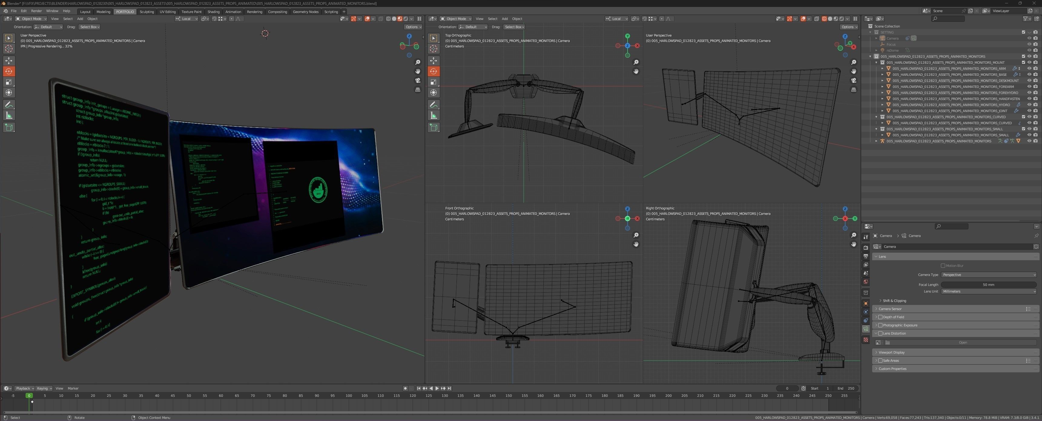 3D model CYBERPUNK COLLECTION COMPUTER MONITORS VR / AR / low-poly ...