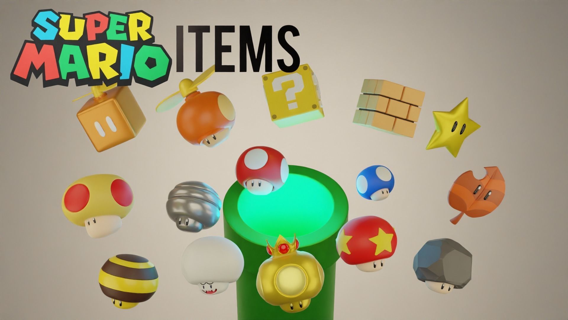 Super Mario bros items 3D model | CGTrader