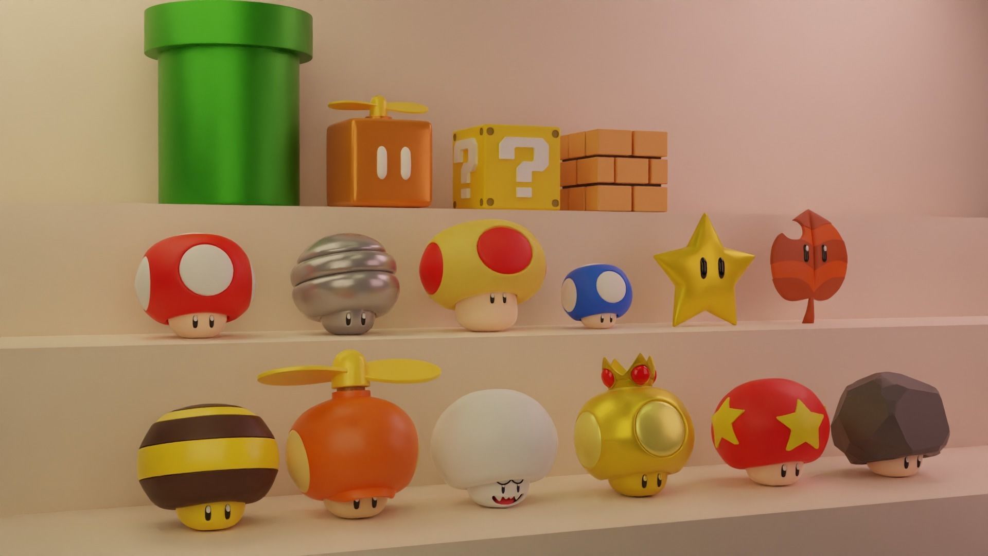 Super Mario bros items 3D model | CGTrader
