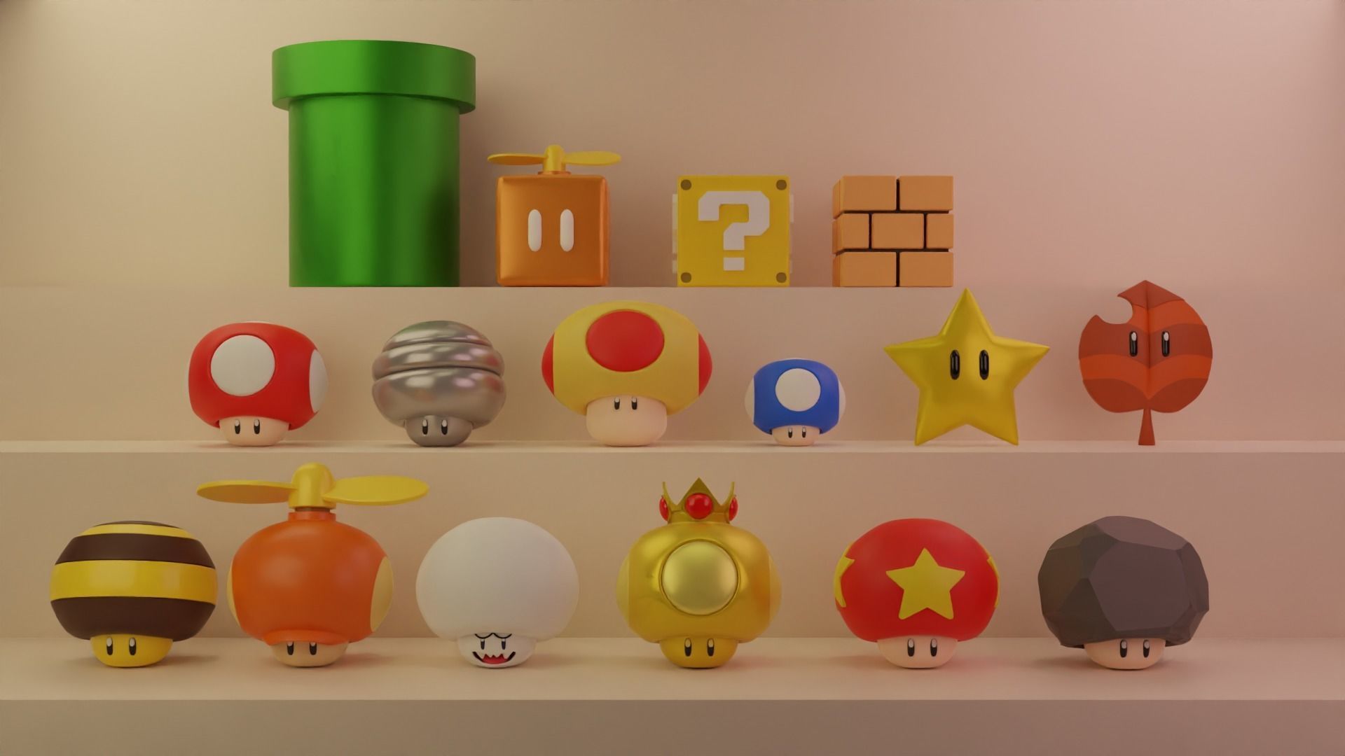 Super Mario bros items 3D model | CGTrader