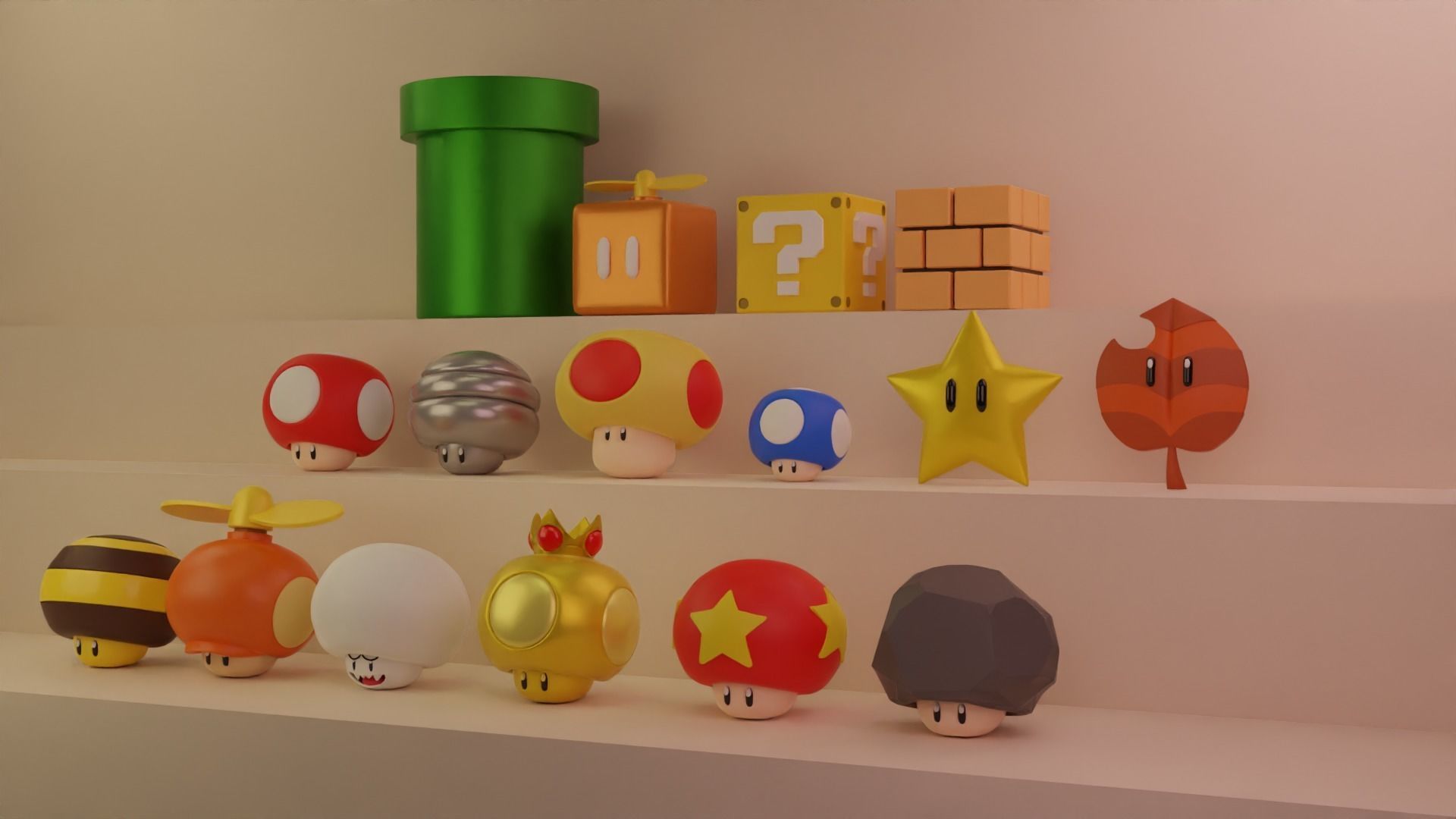 Super Mario bros items 3D model | CGTrader
