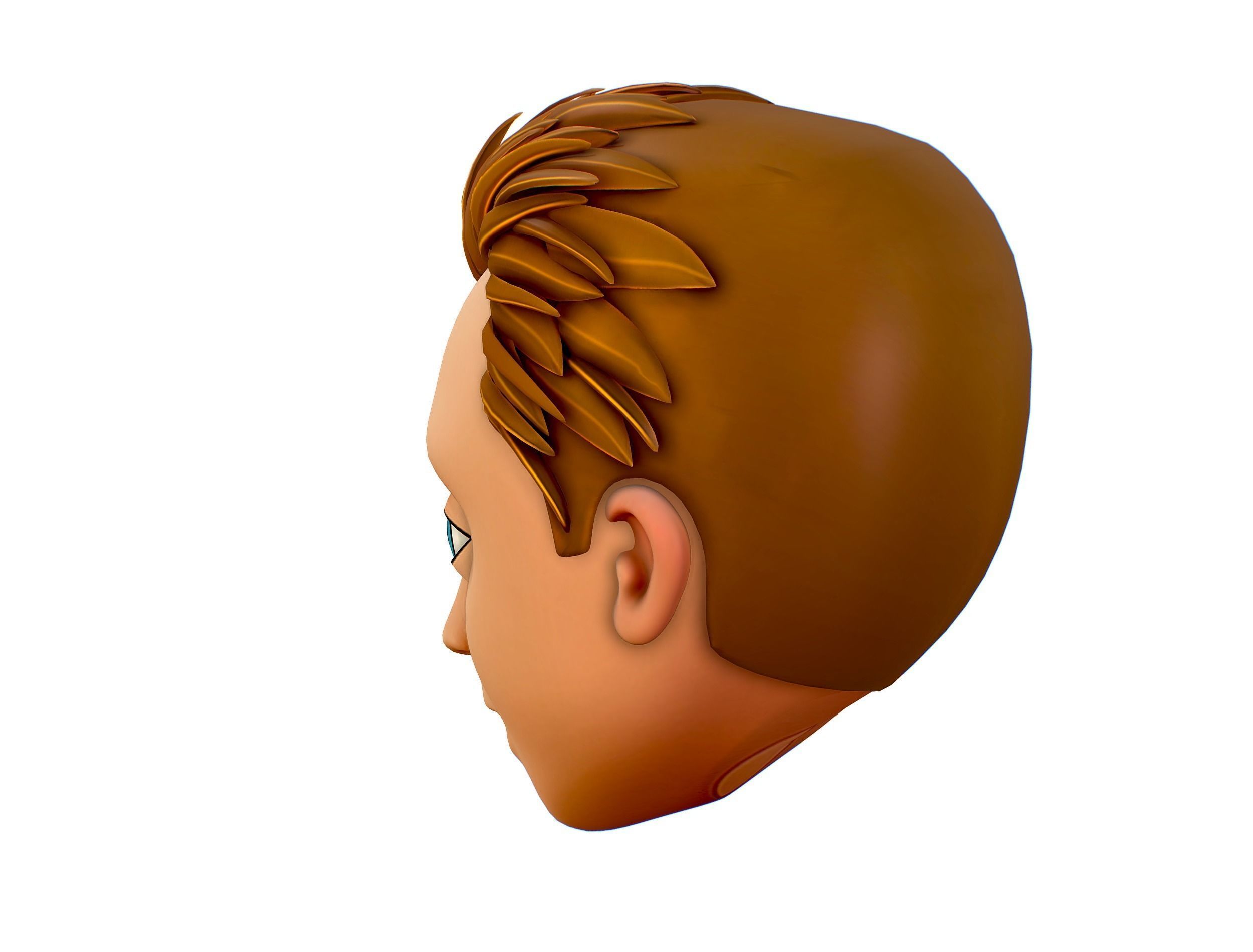 Short Hairstyle Cartoon Young Man Boy Head Icon 3D model | CGTrader