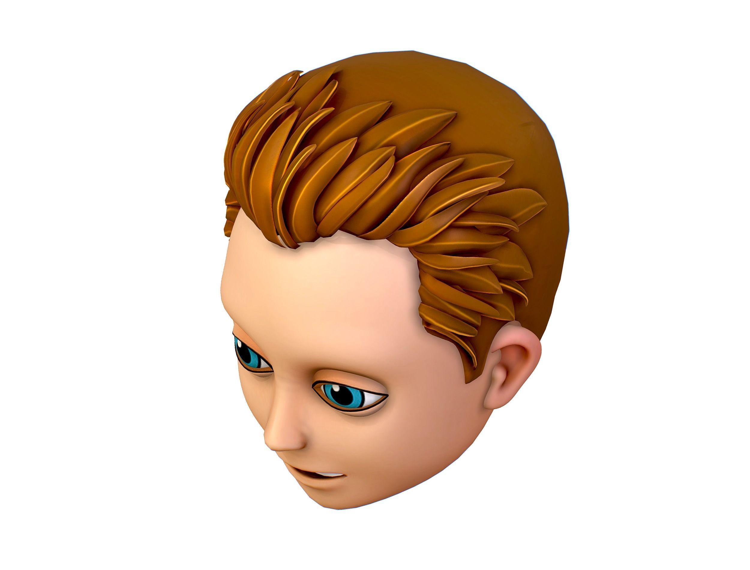 Short Hairstyle Cartoon Young Man Boy Head Icon 3D model | CGTrader