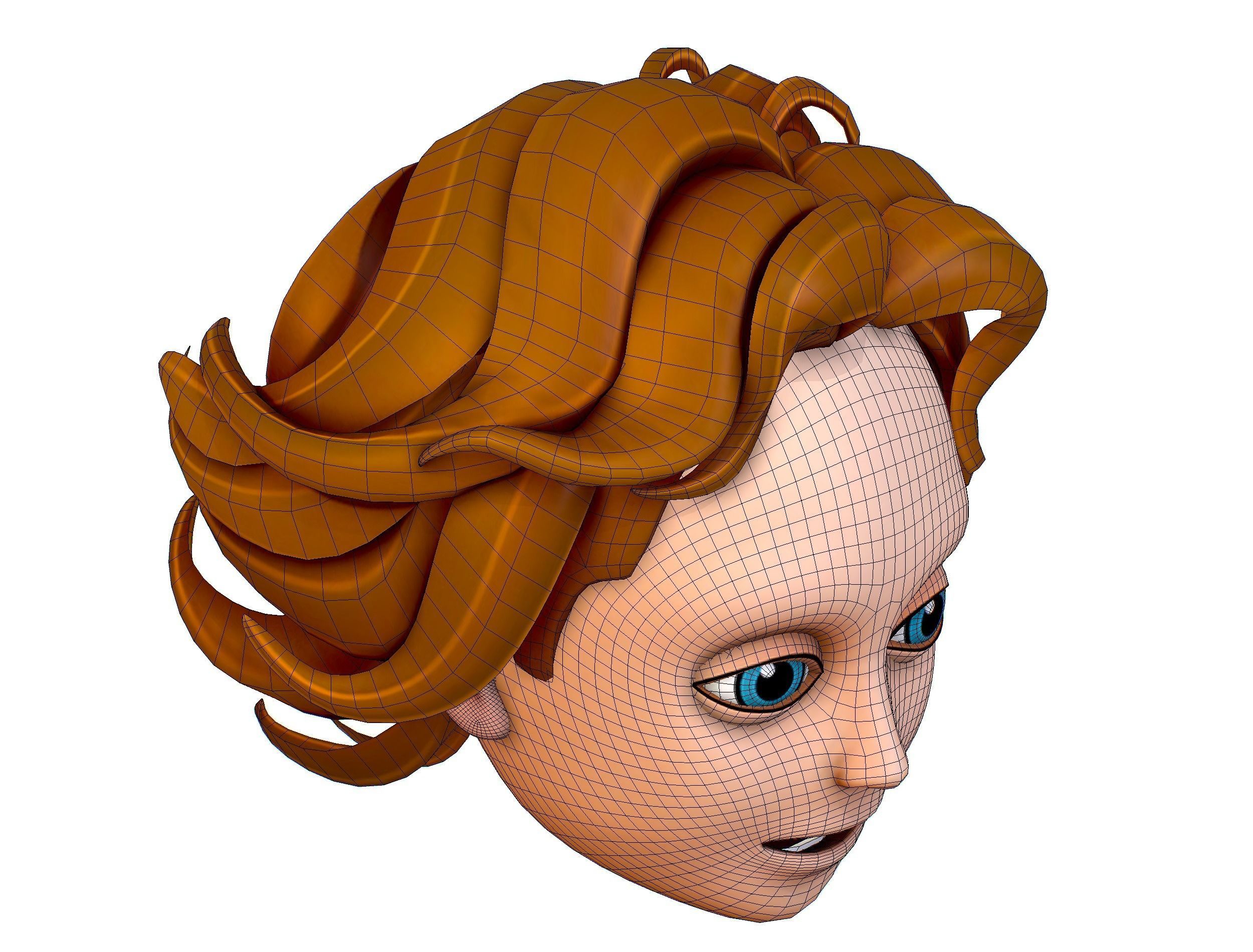 Long Hairstyle Cartoon Young Man Boy Head Icon 3D model | CGTrader