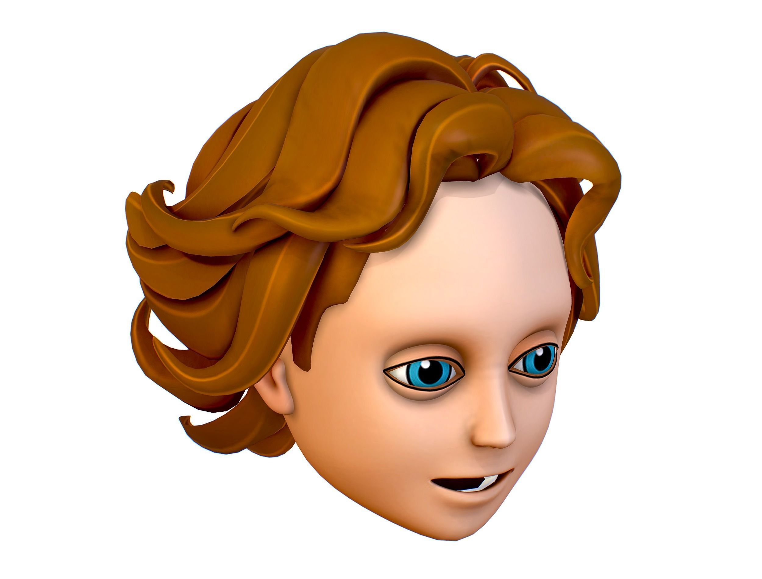 Long Hairstyle Cartoon Young Man Boy Head Icon 3D model | CGTrader