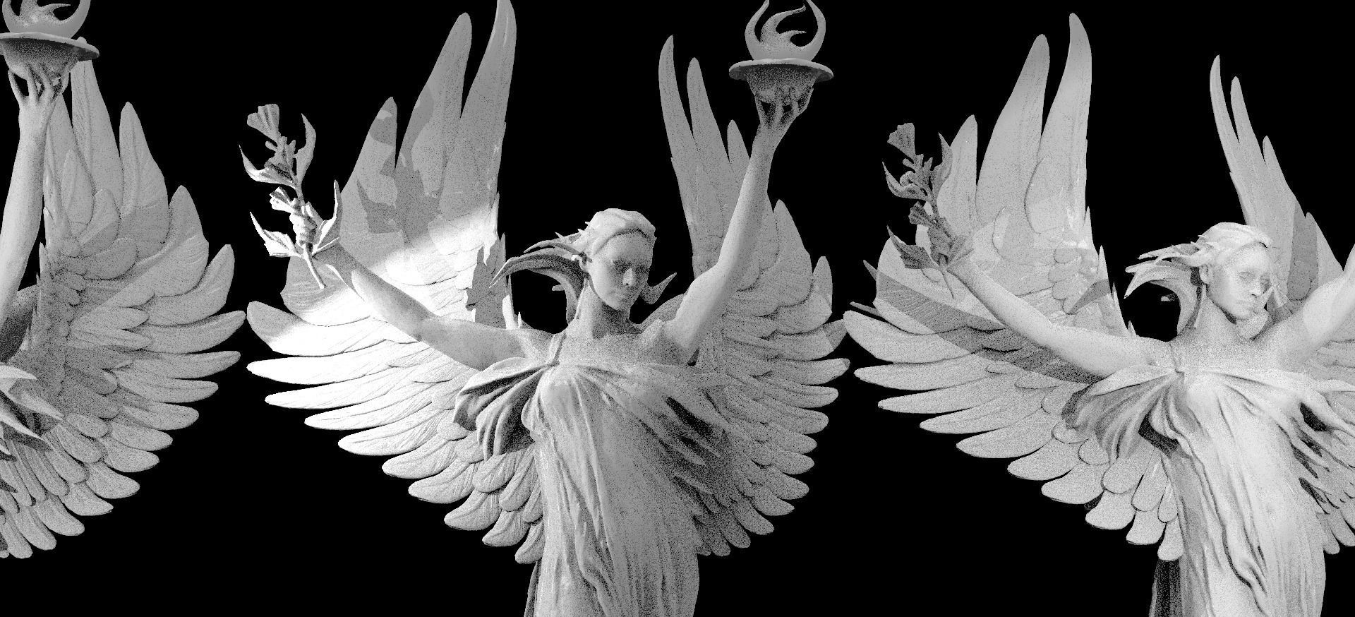 Fire Elements Grand Angel Statue 2 3D model | CGTrader