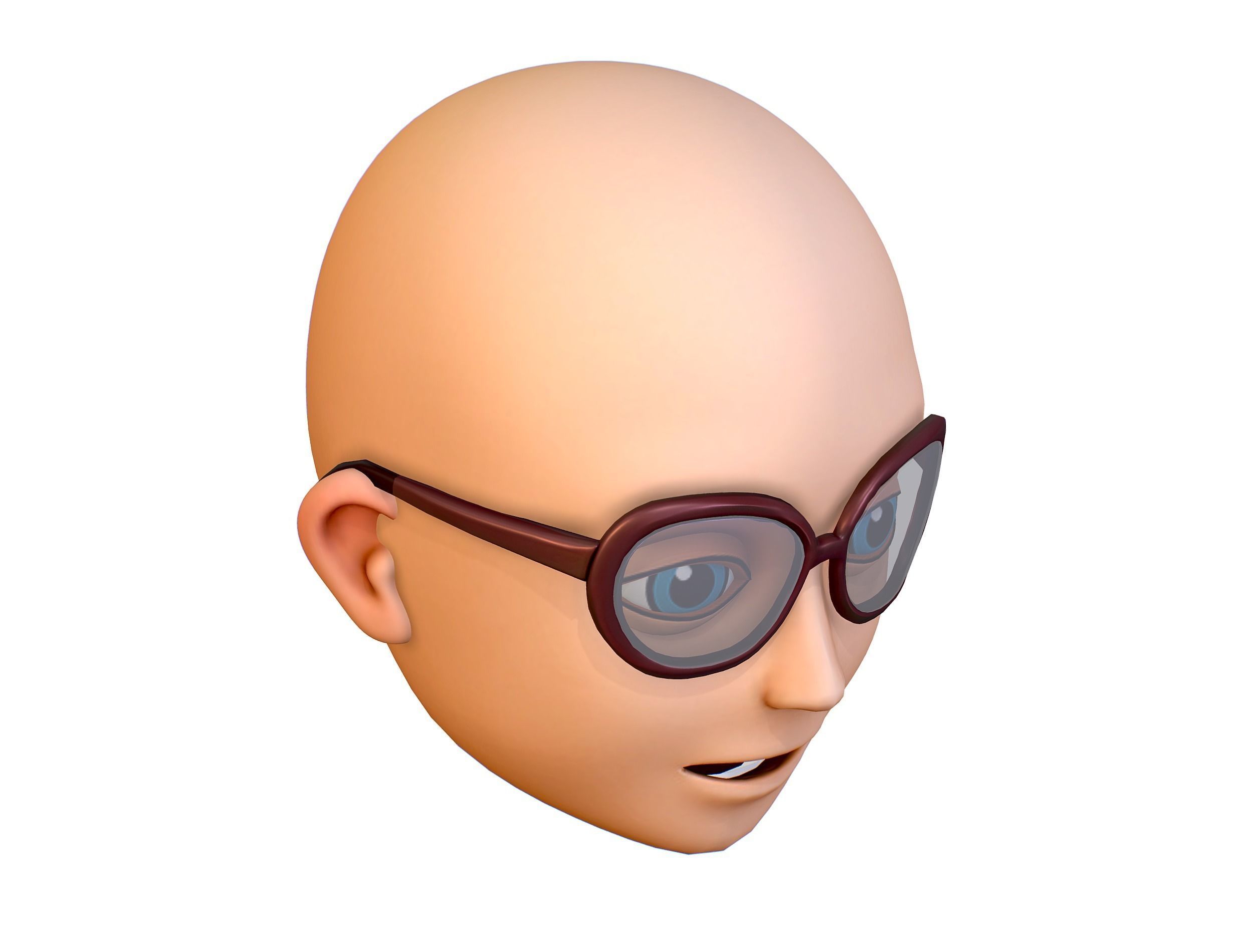 School Glasses for Young Man Boy Bald Head Icon 3D model | CGTrader