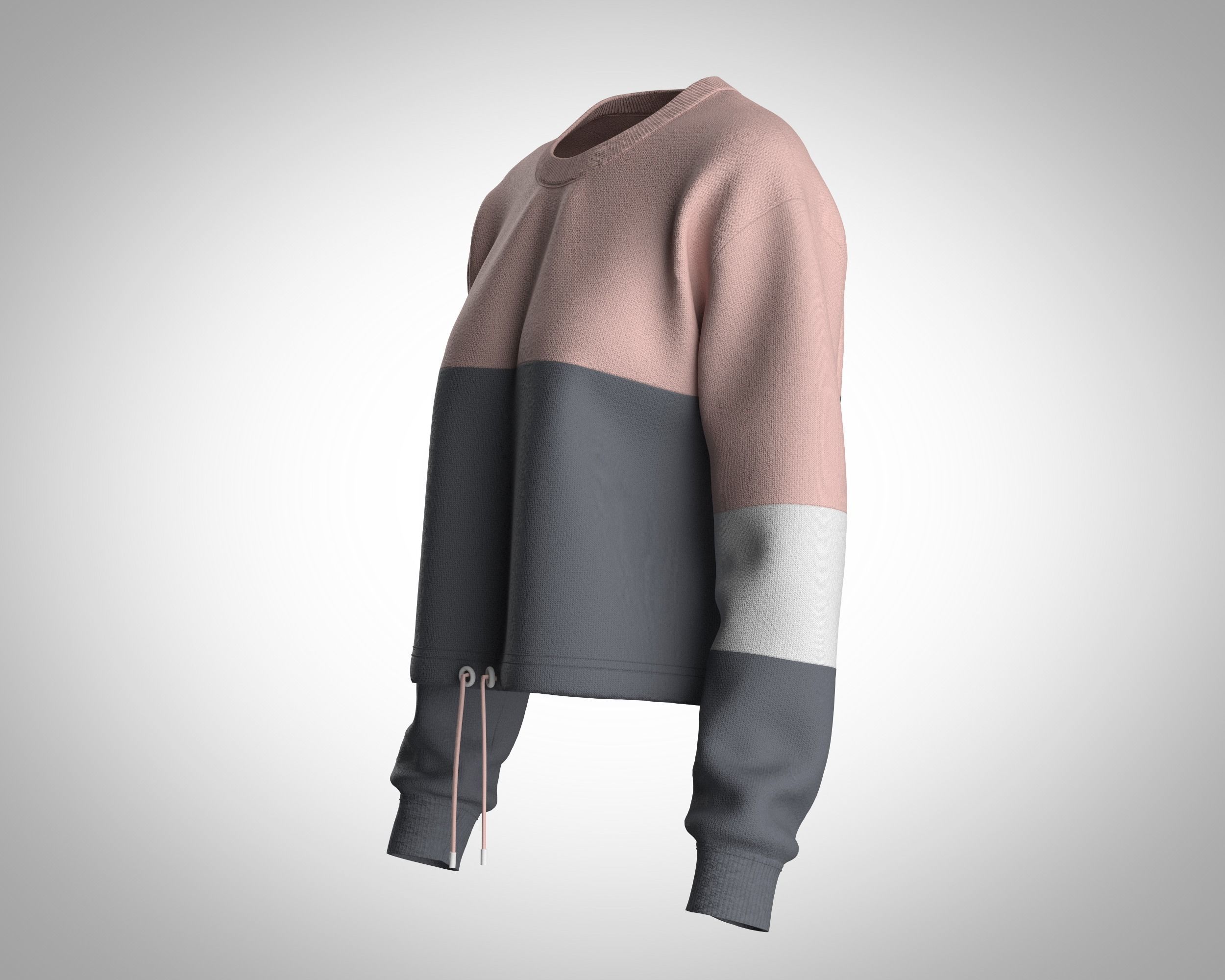 Girls-Crop Sweatshirt 3D model | CGTrader