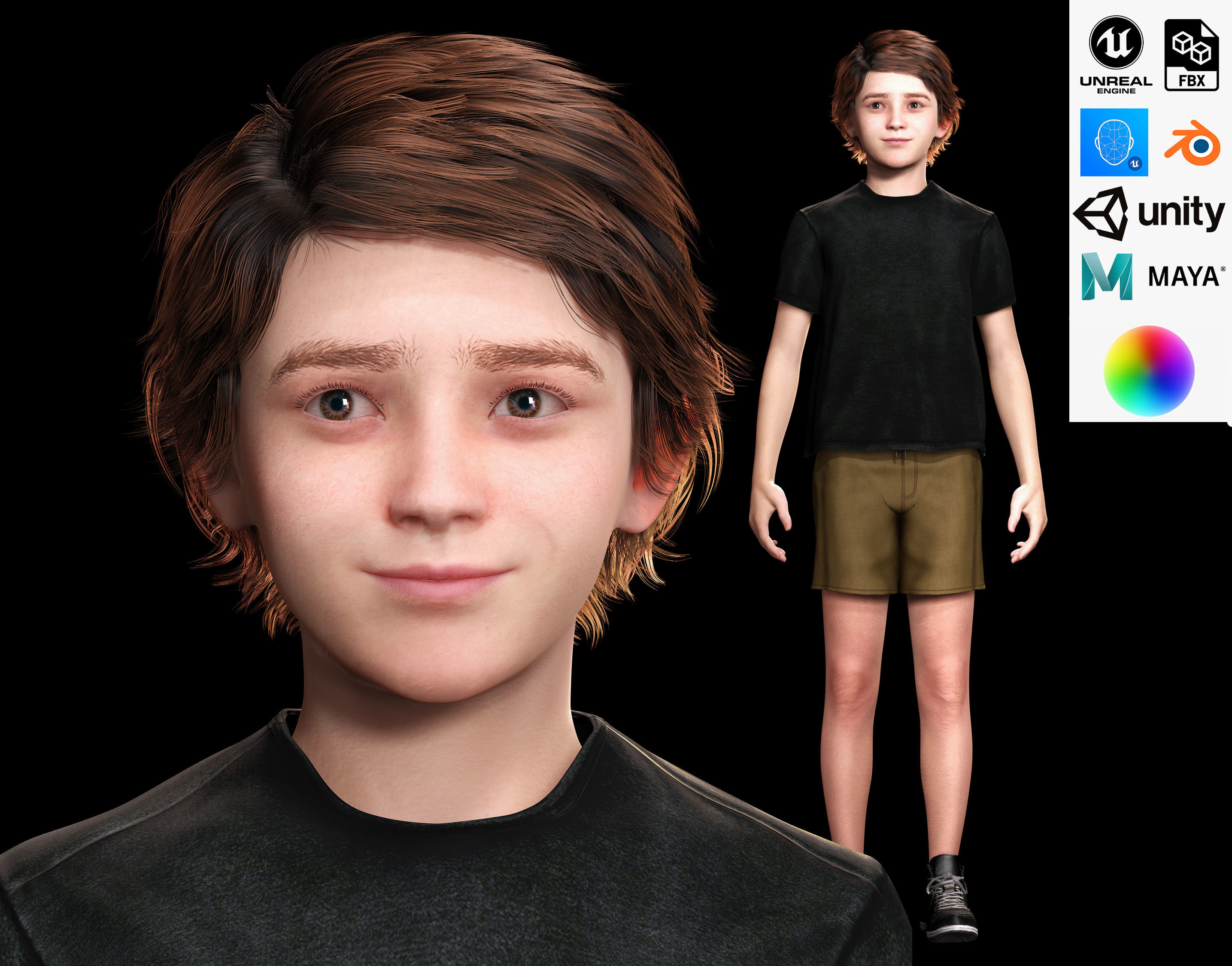 3D model Leo - Realistic Child Boy 3D Model with Beautiful Smile VR ...