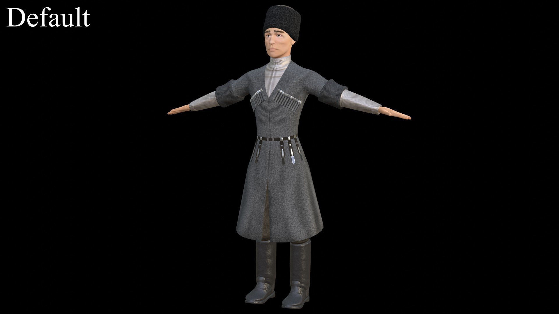 3D model Caucasian or Cossack Character Costume VR / AR / low-poly ...