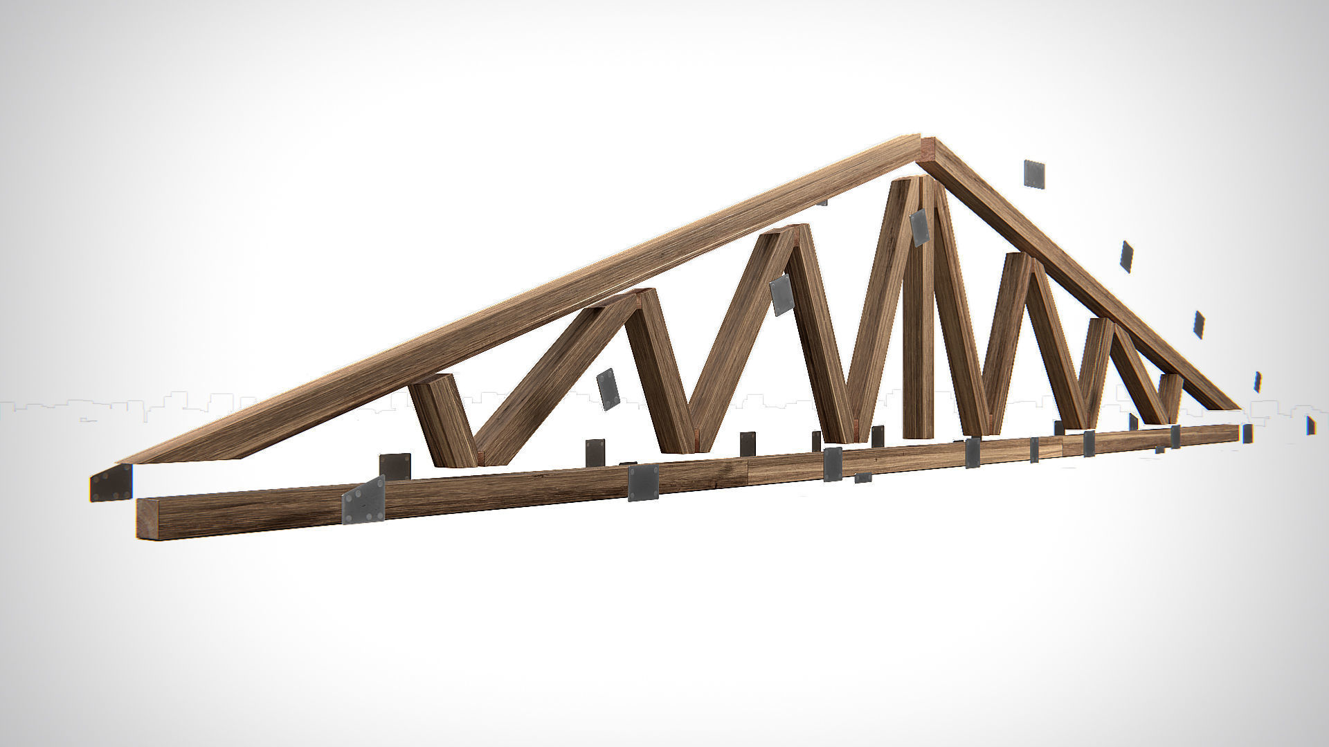 3D model Wooden Truss Triple Fink PBR VR / AR / low-poly | CGTrader