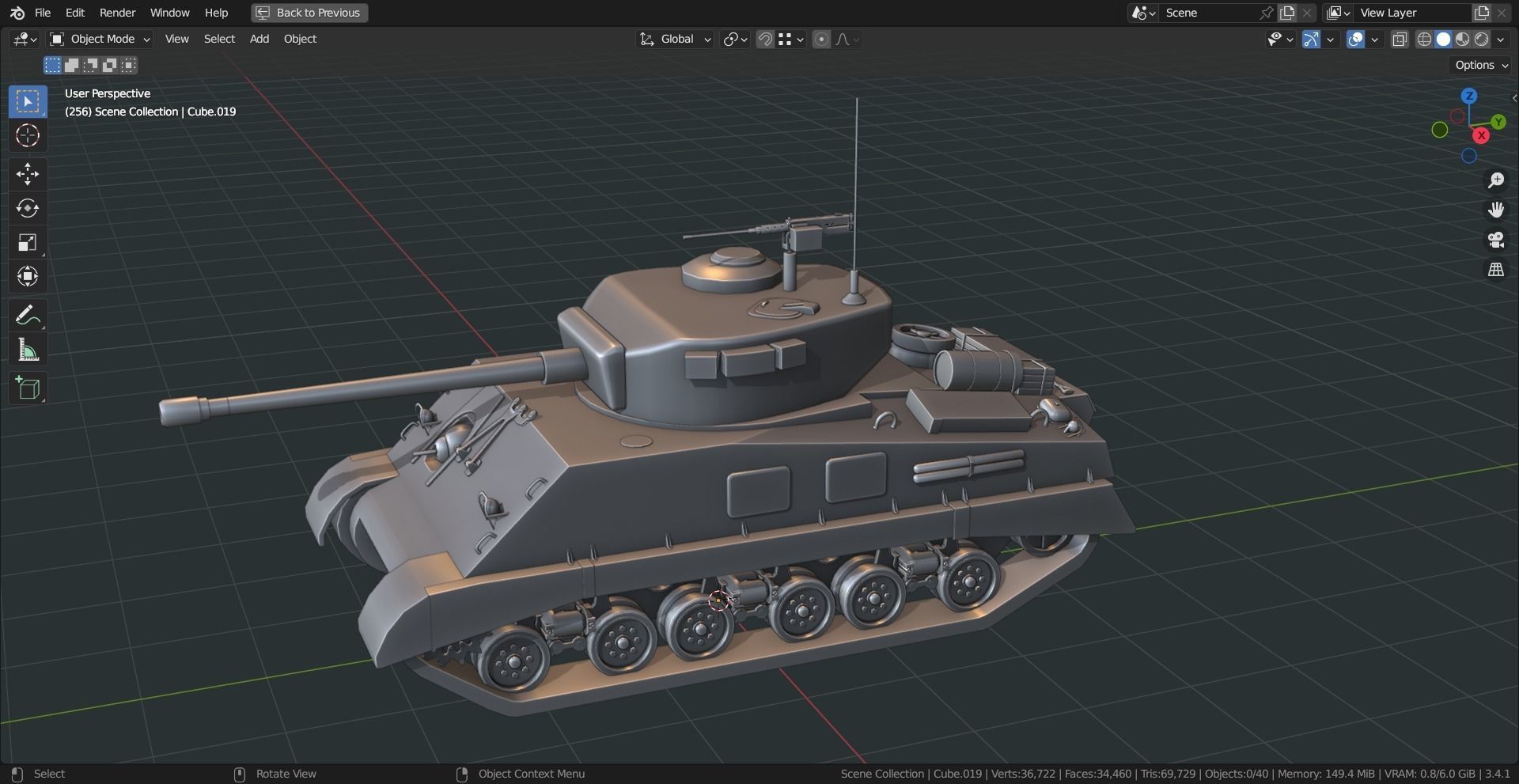 3D model Sherman m4a3e8 easy eight Tank Base Mesh VR / AR / low-poly ...