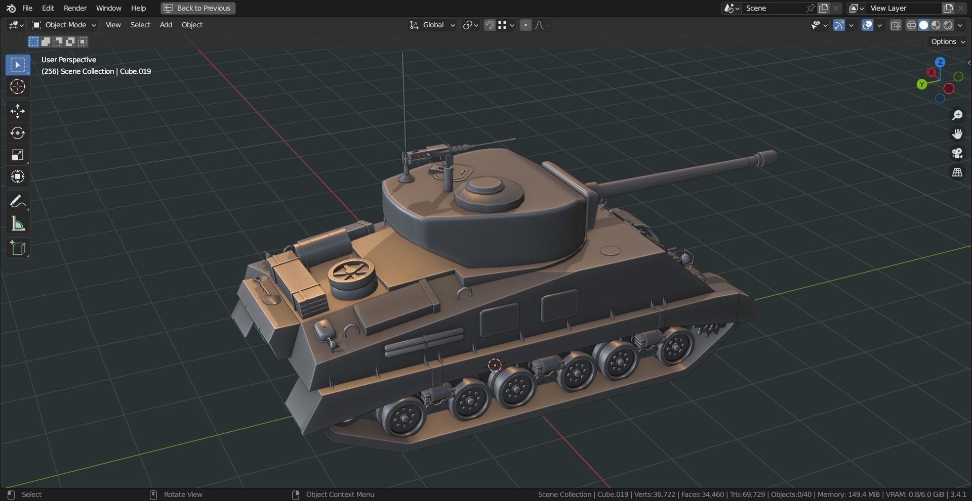 3D model Sherman m4a3e8 easy eight Tank Base Mesh VR / AR / low-poly ...