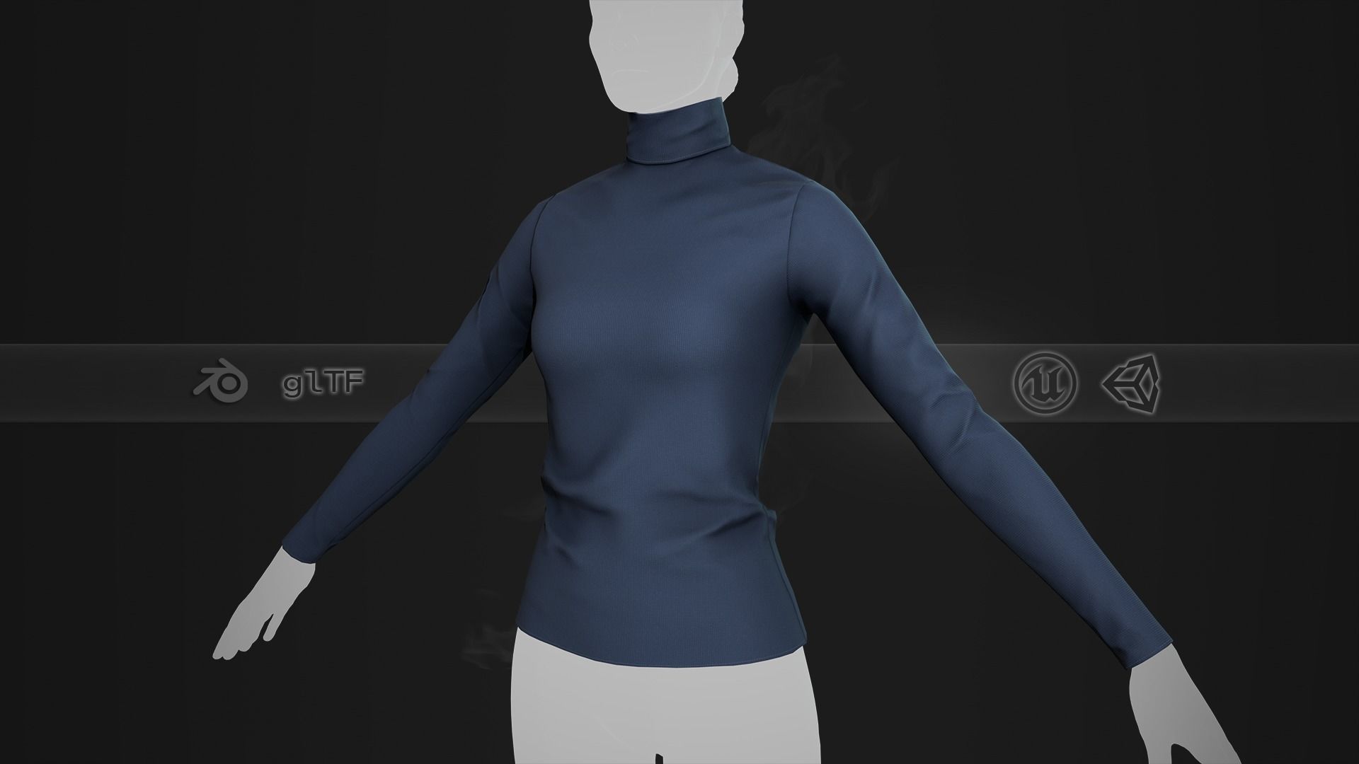 3D model Blue Turtle Neck Pull Top VR / AR / low-poly | CGTrader