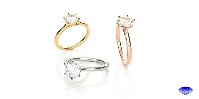 Six Prongs Diamond Solitaire Ring 3D model 3D printable | CGTrader