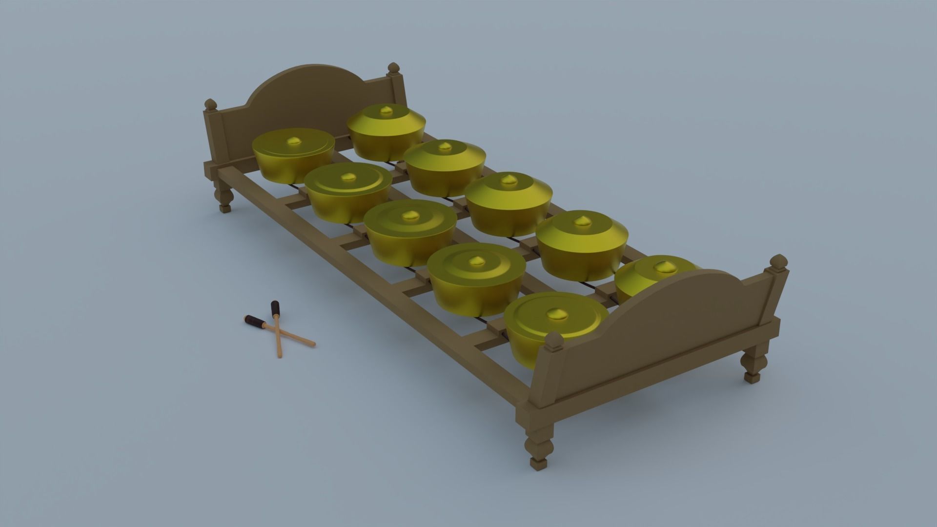 Bonang Instrument Music 3D model | CGTrader