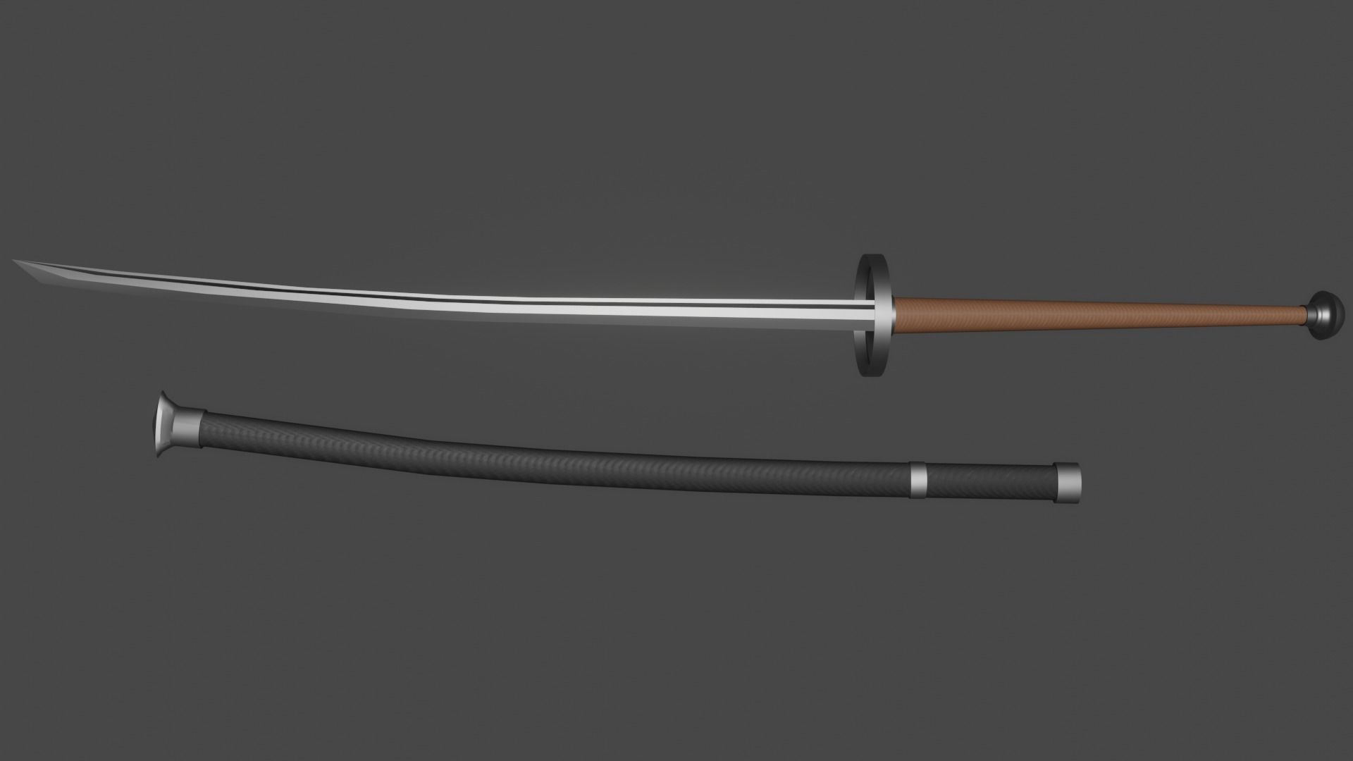 3D model Miao Dao two-handed saber Low-poly 3D model VR / AR / low-poly ...