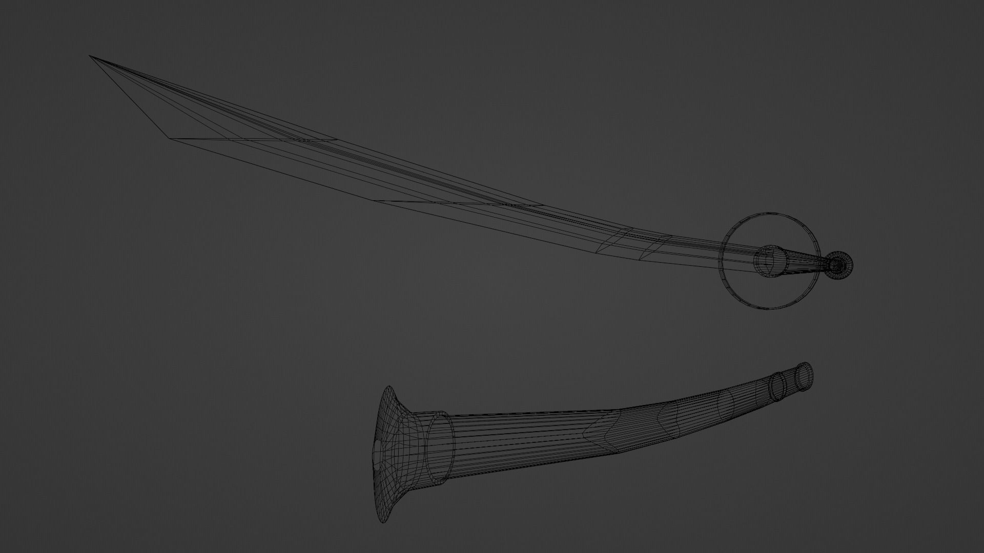 3D model Miao Dao two-handed saber Low-poly 3D model VR / AR / low-poly ...