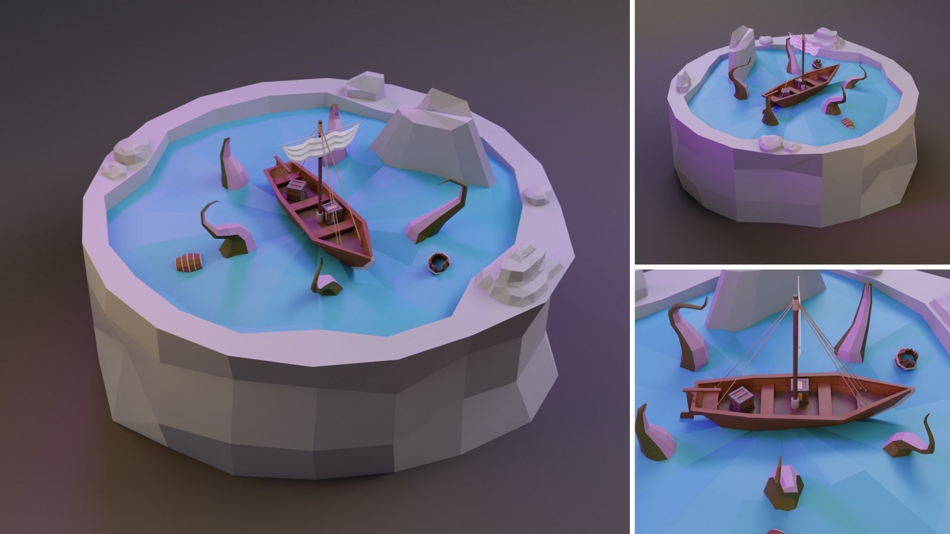 3D model Low Poly Worlds Islands Exteriors Pack 4 VR / AR / low-poly ...