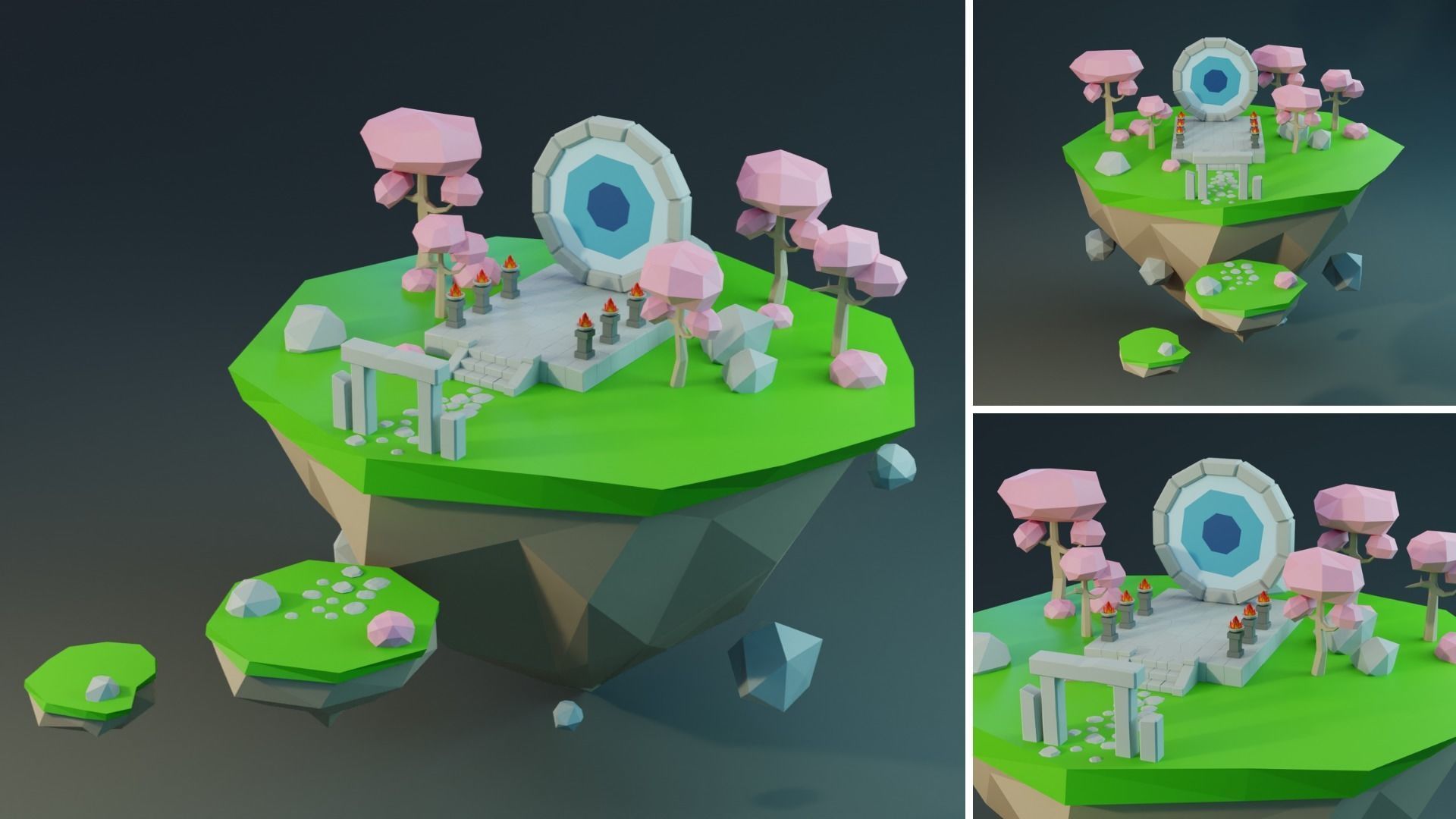3D model Low Poly Worlds Islands Exteriors Pack 4 VR / AR / low-poly ...