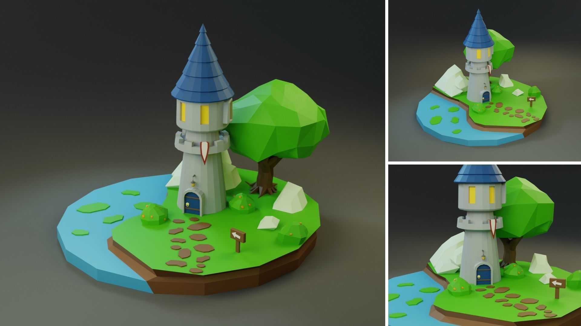 3D model Low Poly Worlds Islands Exteriors Pack 4 VR / AR / low-poly ...