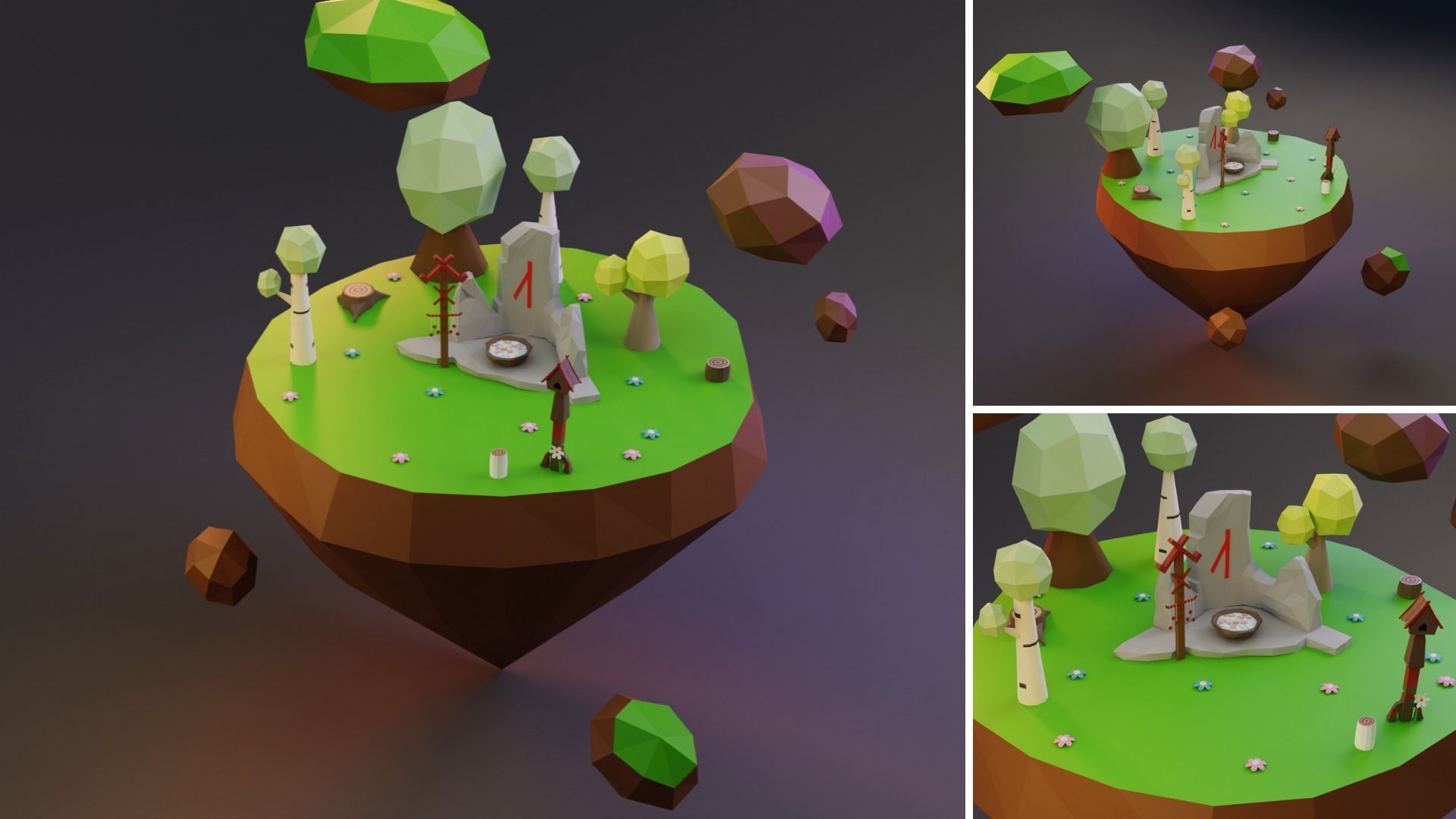 3D model Low Poly Worlds Islands Exteriors Pack 4 VR / AR / low-poly ...