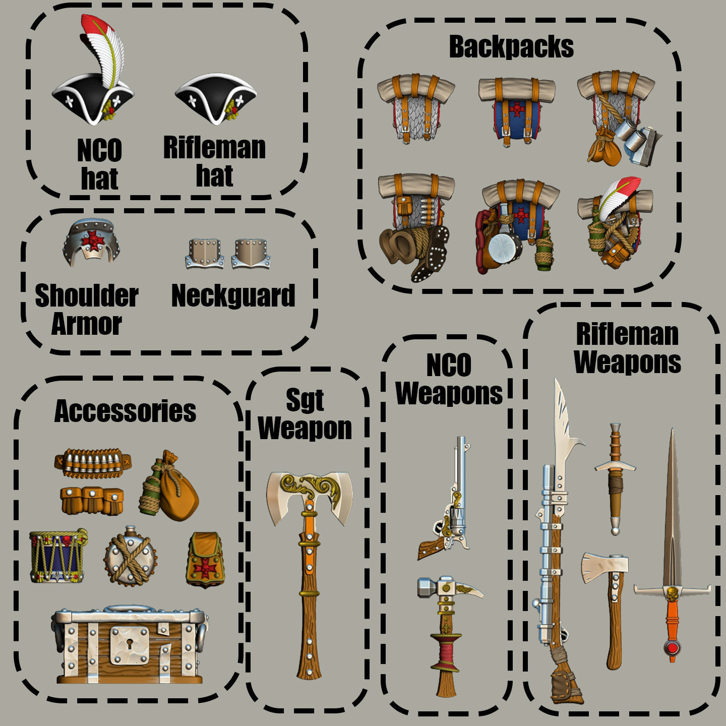 Modular Reikland Line Infantry 3D model 3D printable | CGTrader