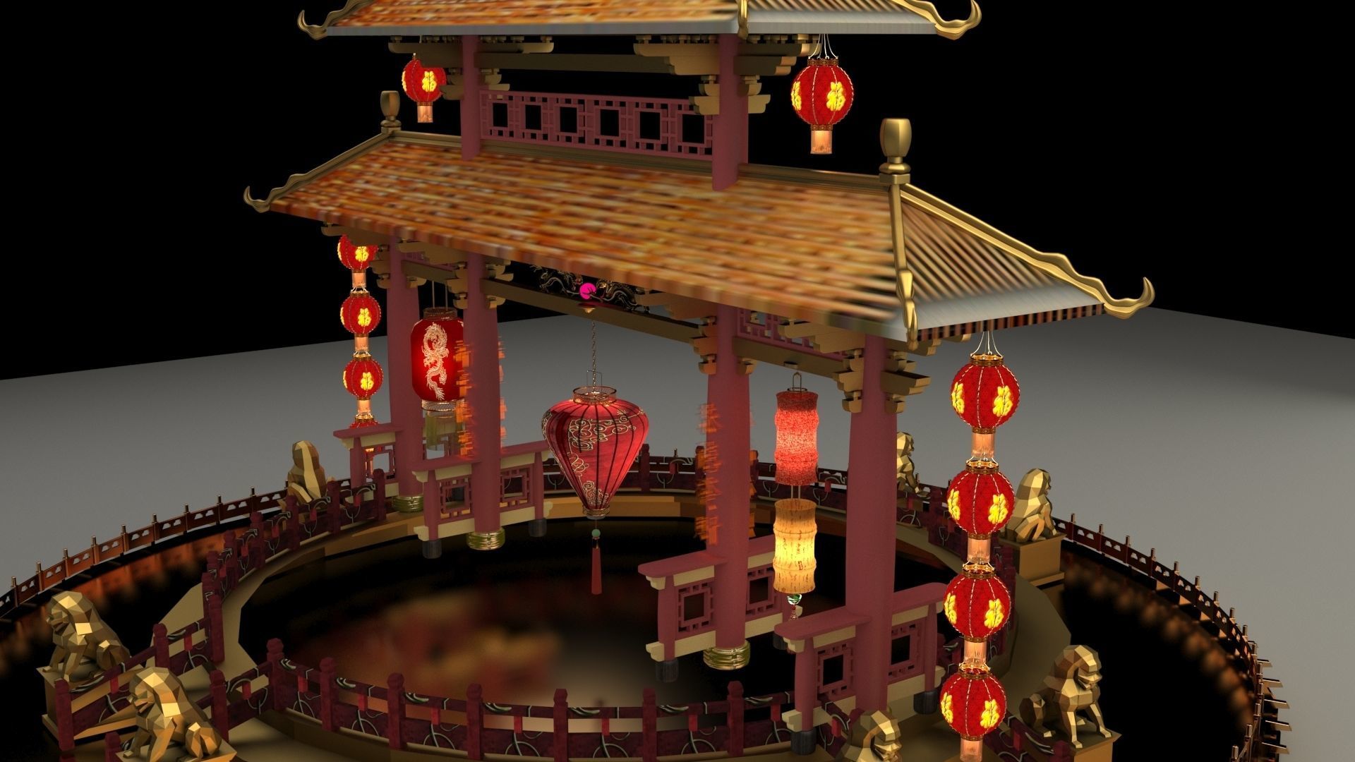 Chinese ancient gate 3D model | CGTrader