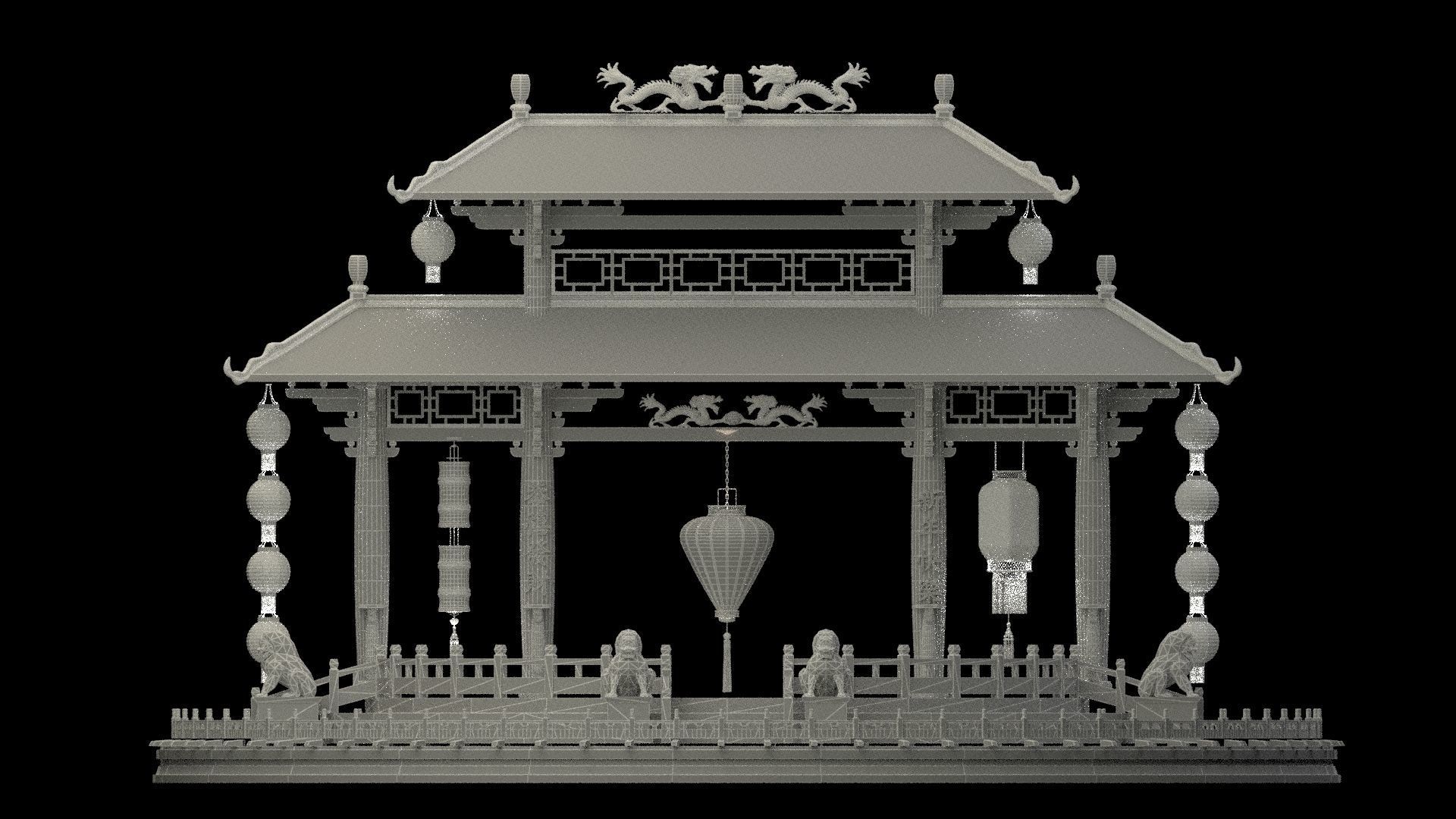 Chinese ancient gate 3D model | CGTrader