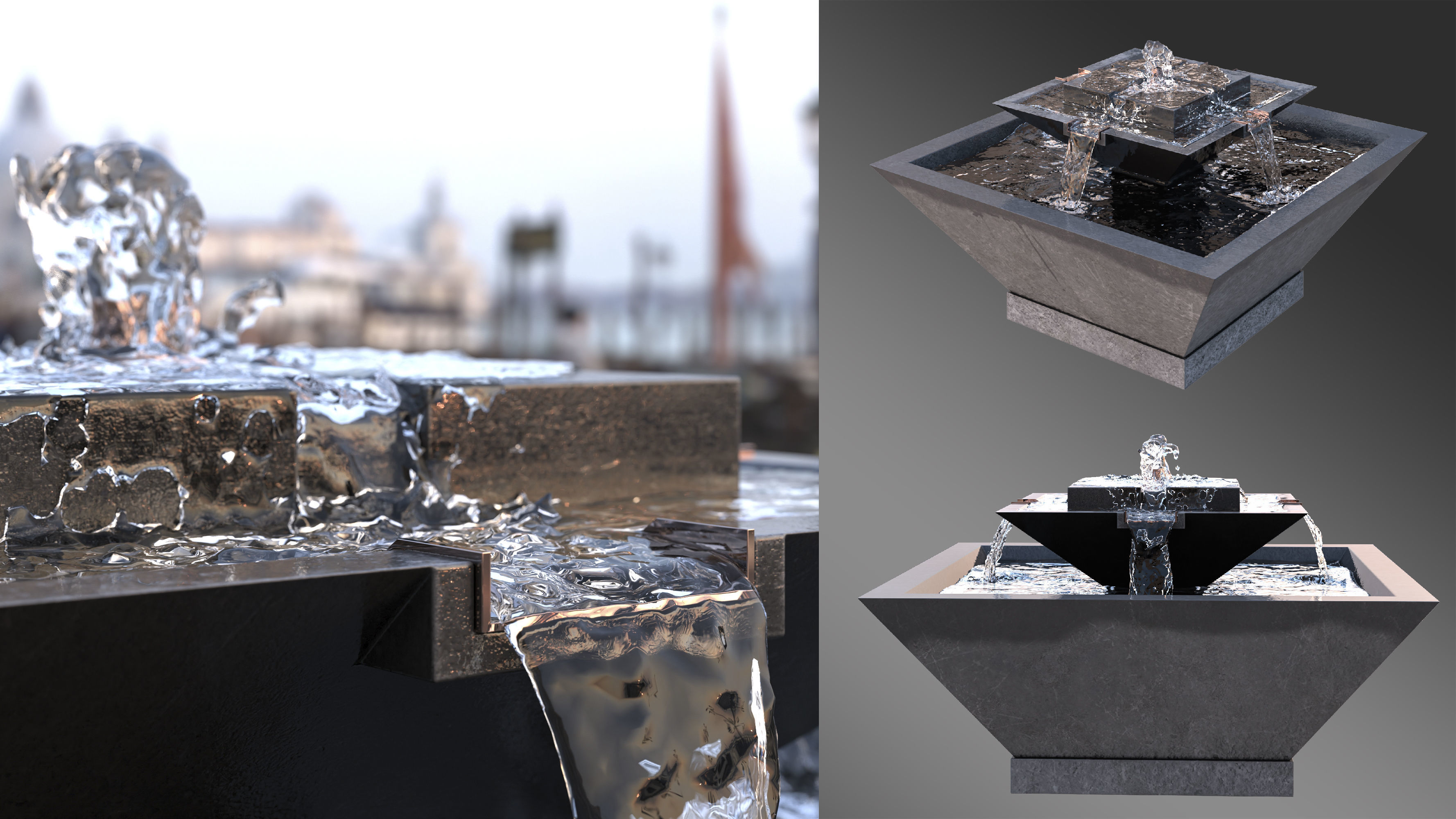3 Animated Water Fountain Set 3D model animated | CGTrader