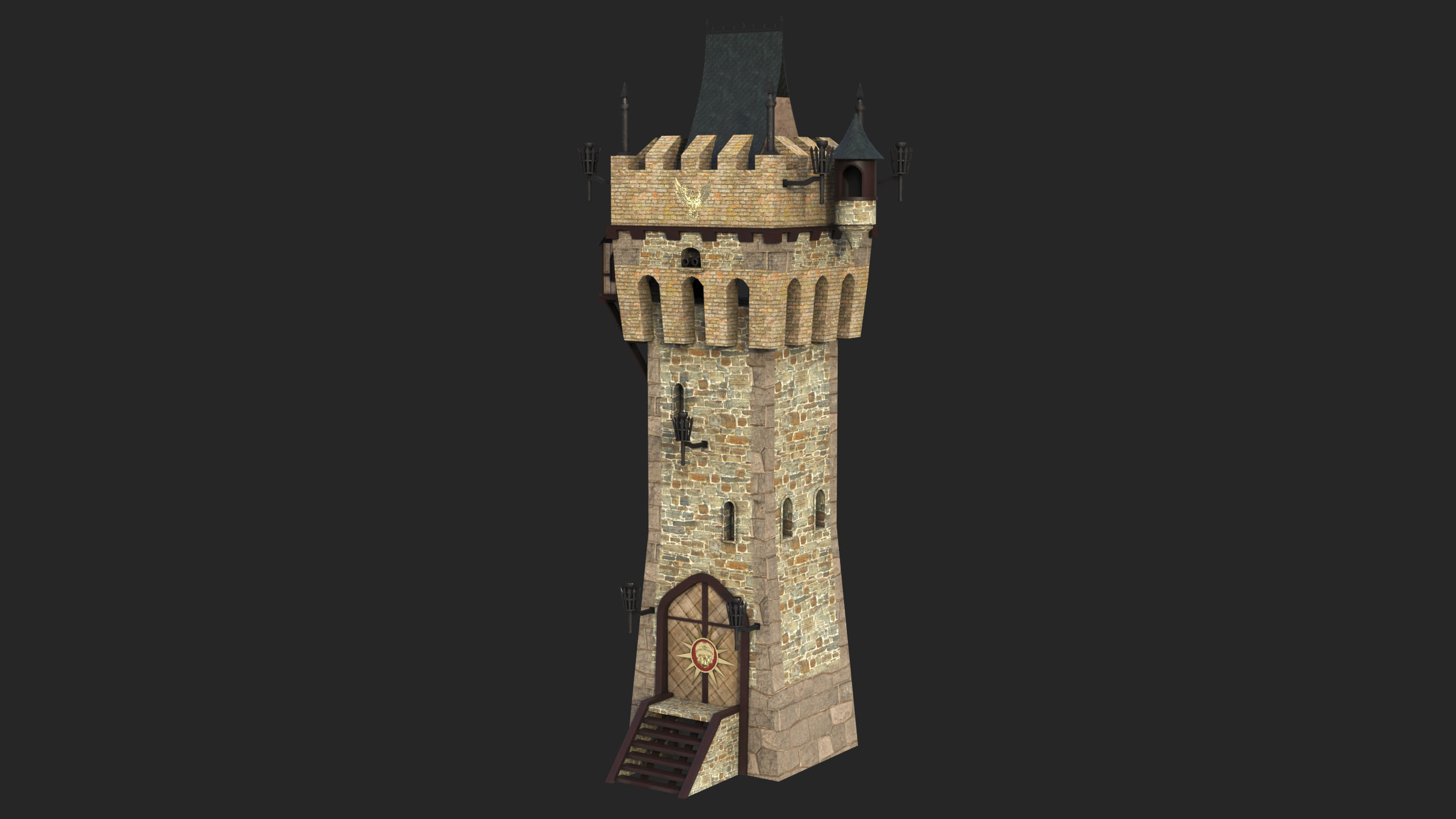 3D model Castle Watch Tower 01 All PBR Unity UE Textures Included VR ...
