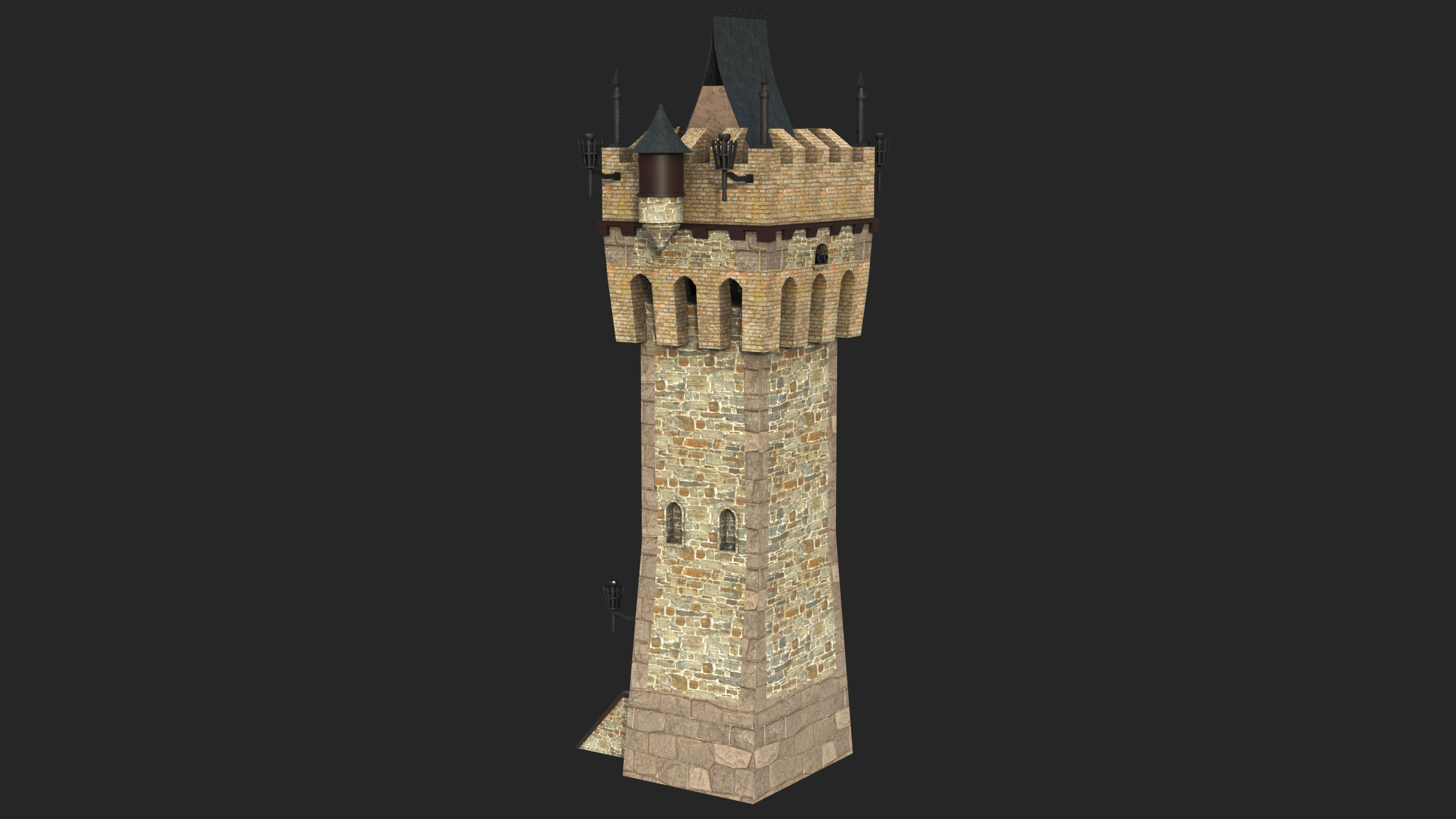 3D model Castle Watch Tower 01 All PBR Unity UE Textures Included VR ...