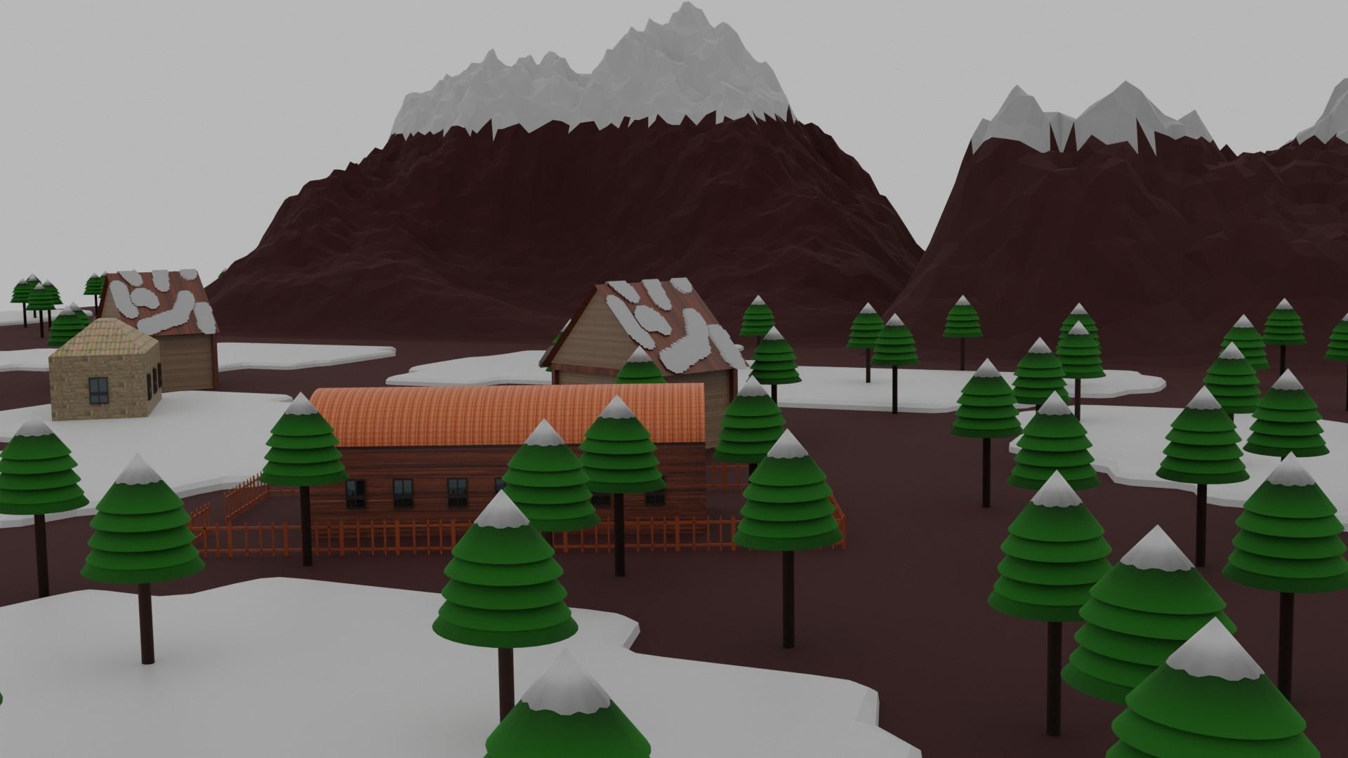 3D model Low Poly Snowy City VR / AR / low-poly | CGTrader