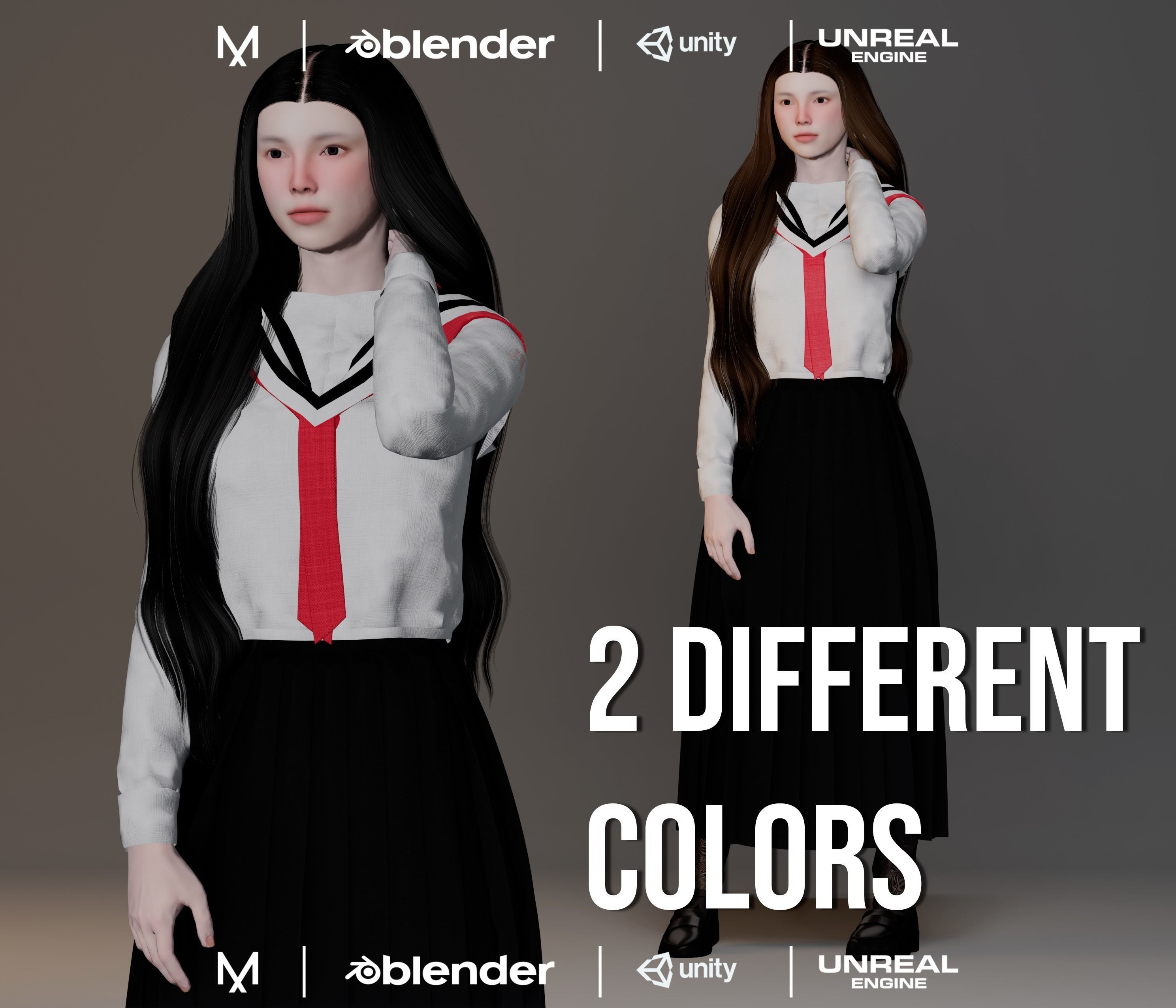 School Girl - Game Ready 3D model animated rigged | CGTrader