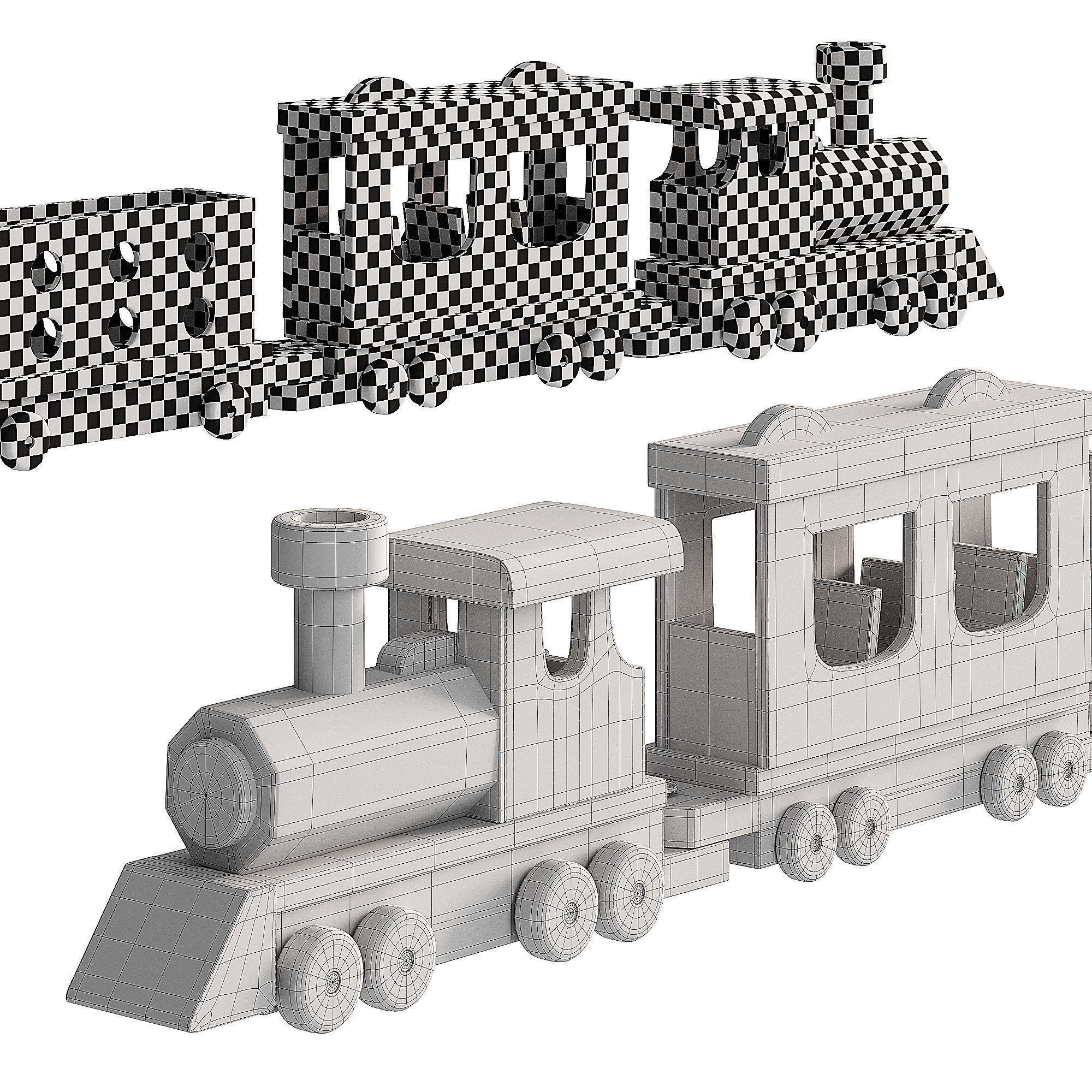 TRAIN LOCOMOTIVE AND CARS 3D model | CGTrader