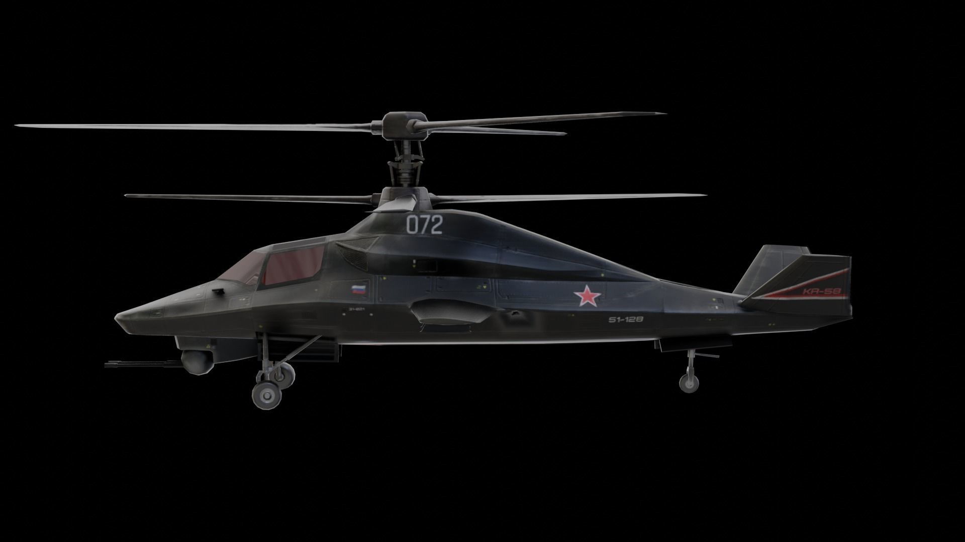 3D model Ka 58 black Ghost Helicopter VR / AR / low-poly | CGTrader