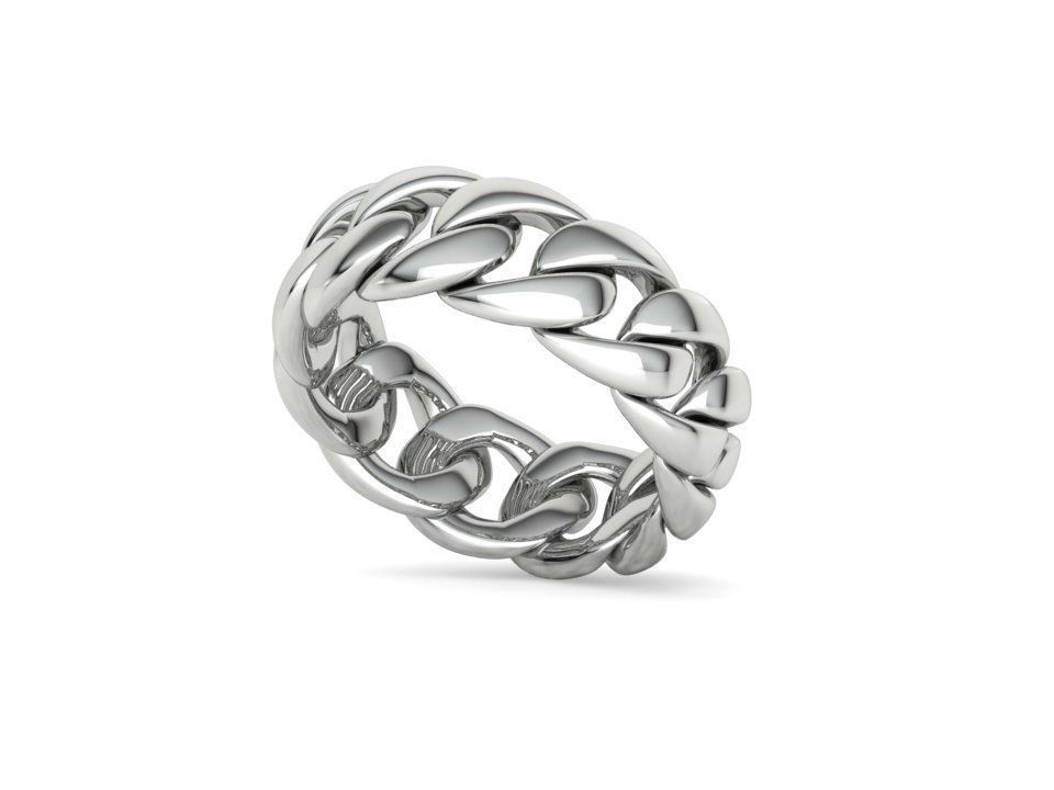 Cuban Link Chain Ring Heavy 9mm wide stackable Ring 3D model 3D ...