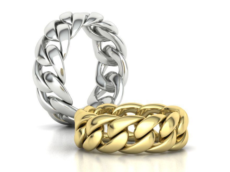 Cuban Link Chain Ring Heavy 9mm wide stackable Ring 3D model 3D ...