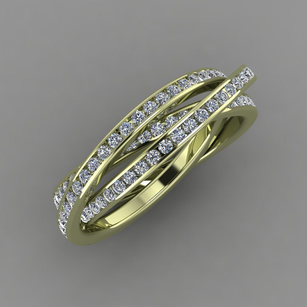 3 Lines Pati Chennel Ring Band 3d Print Ring Model free 3D model 3D ...