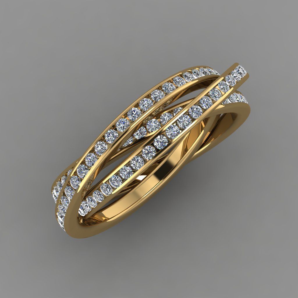 3 Lines Pati Chennel Ring Band 3d Print Ring Model free 3D model 3D ...