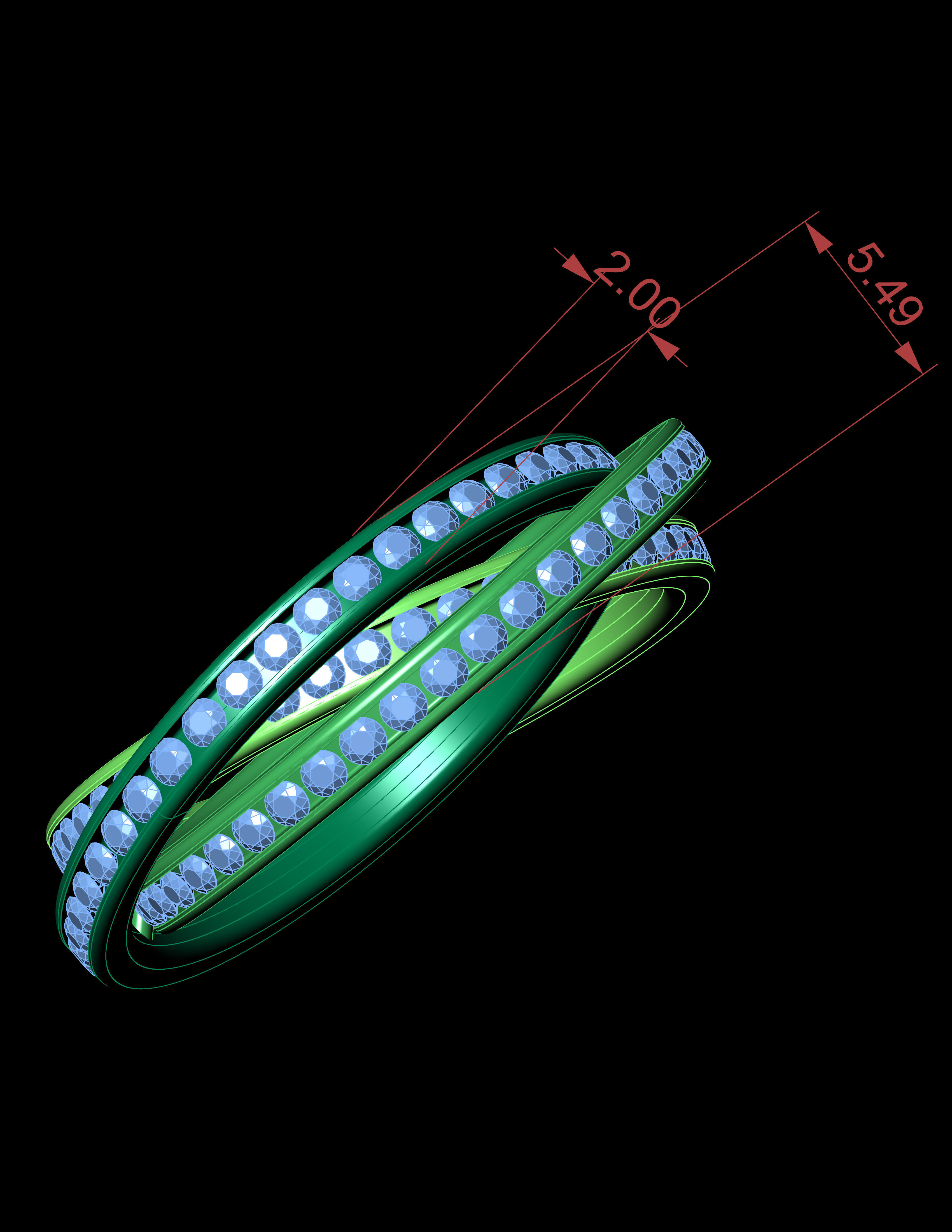 3 Lines Pati Chennel Ring Band 3d Print Ring Model free 3D model 3D ...
