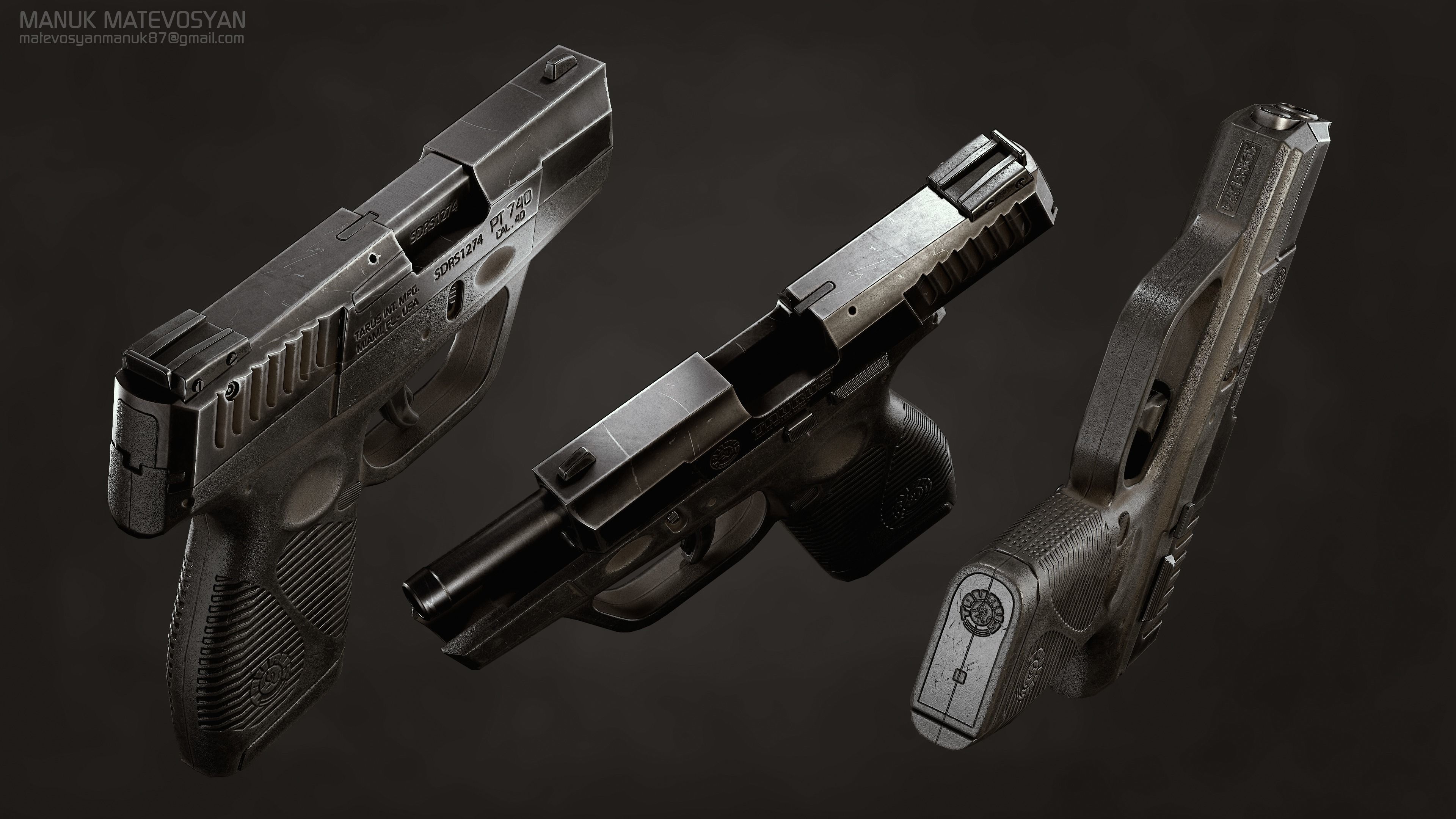3D model Gun Taurus-740 VR / AR / low-poly | CGTrader