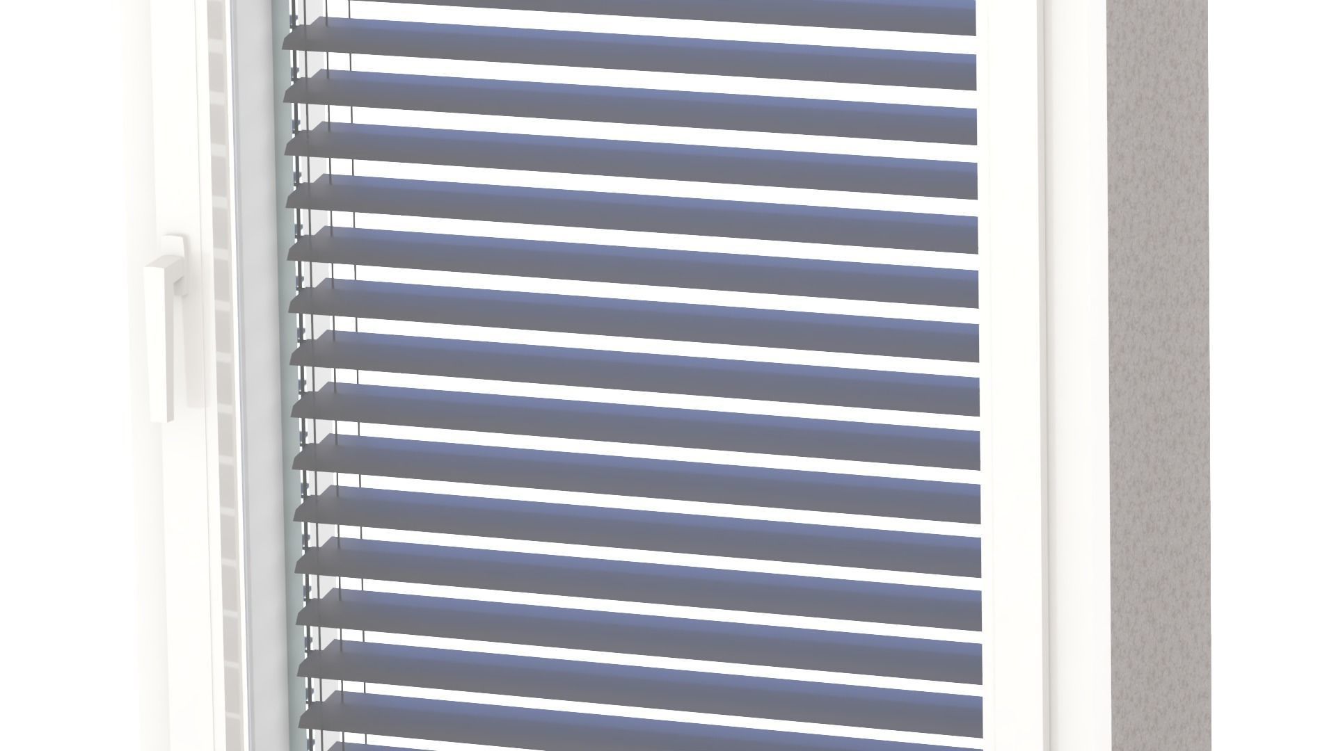 Window - french window with blinds down - Full wall section 3D model ...