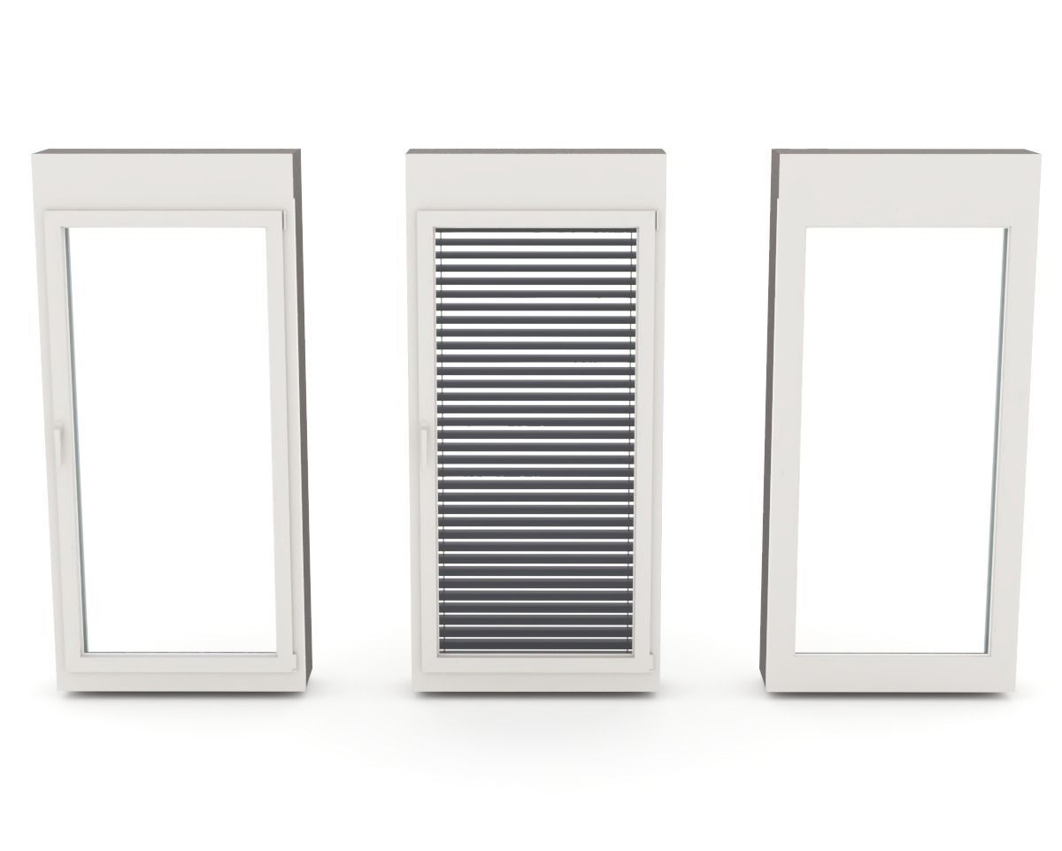 Window - french window with blinds down - Full wall section 3D model ...