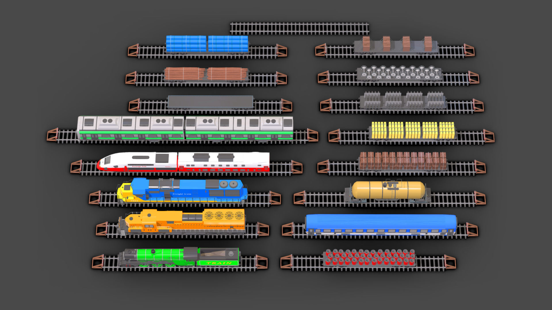 3D model Train Pack VR / AR / low-poly | CGTrader