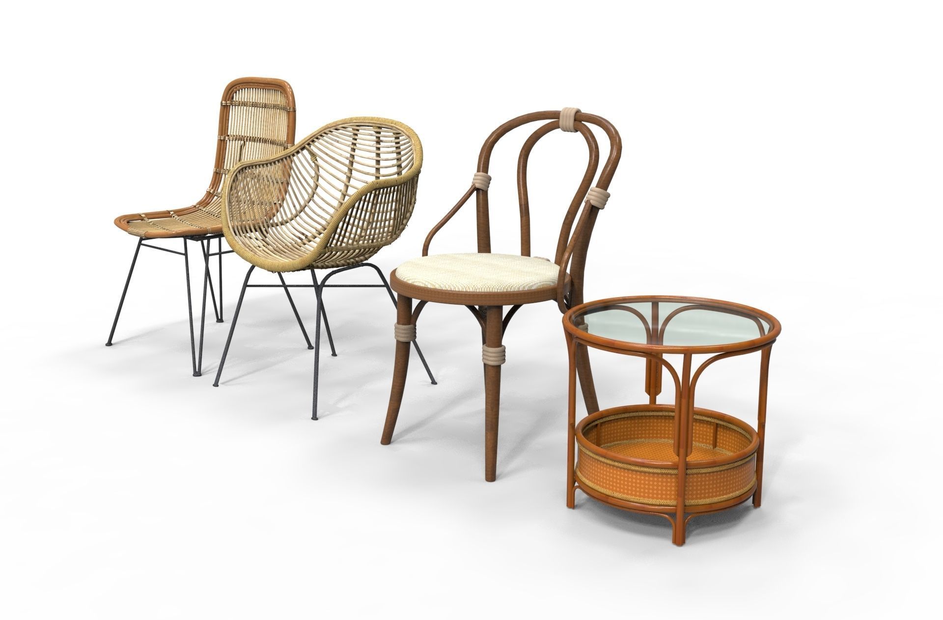 Rattan armcahir table furniture 3D model | CGTrader