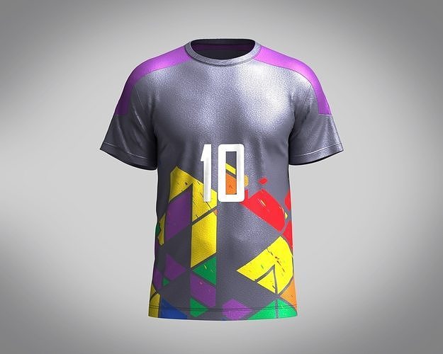 Soccer Ash with Multi color Jersey Player-10 3D model | CGTrader