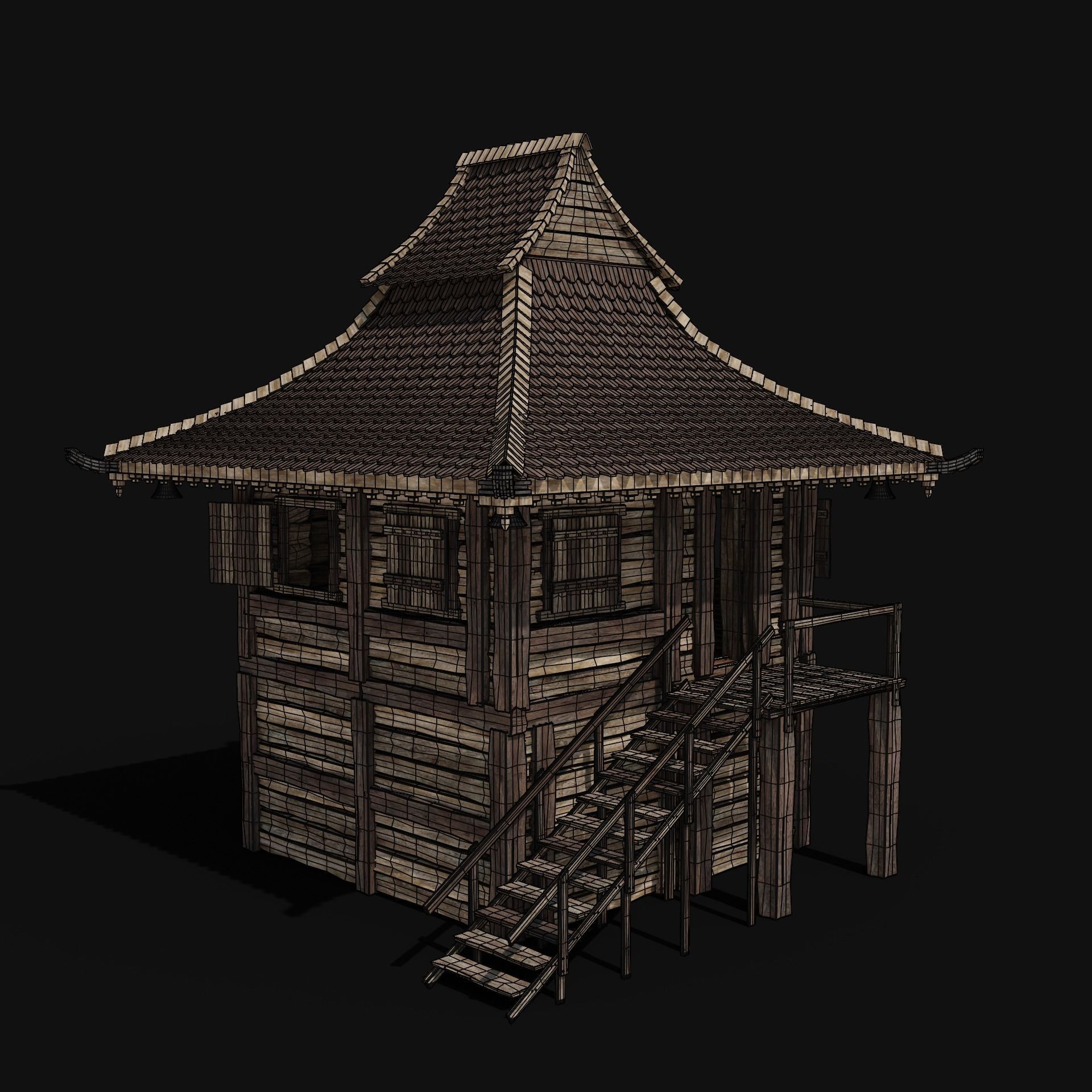 3D model FEUDAL JAPAN CHINESE HOUSE DOJO HUT SAMURAI NINJA COLLECTION ...