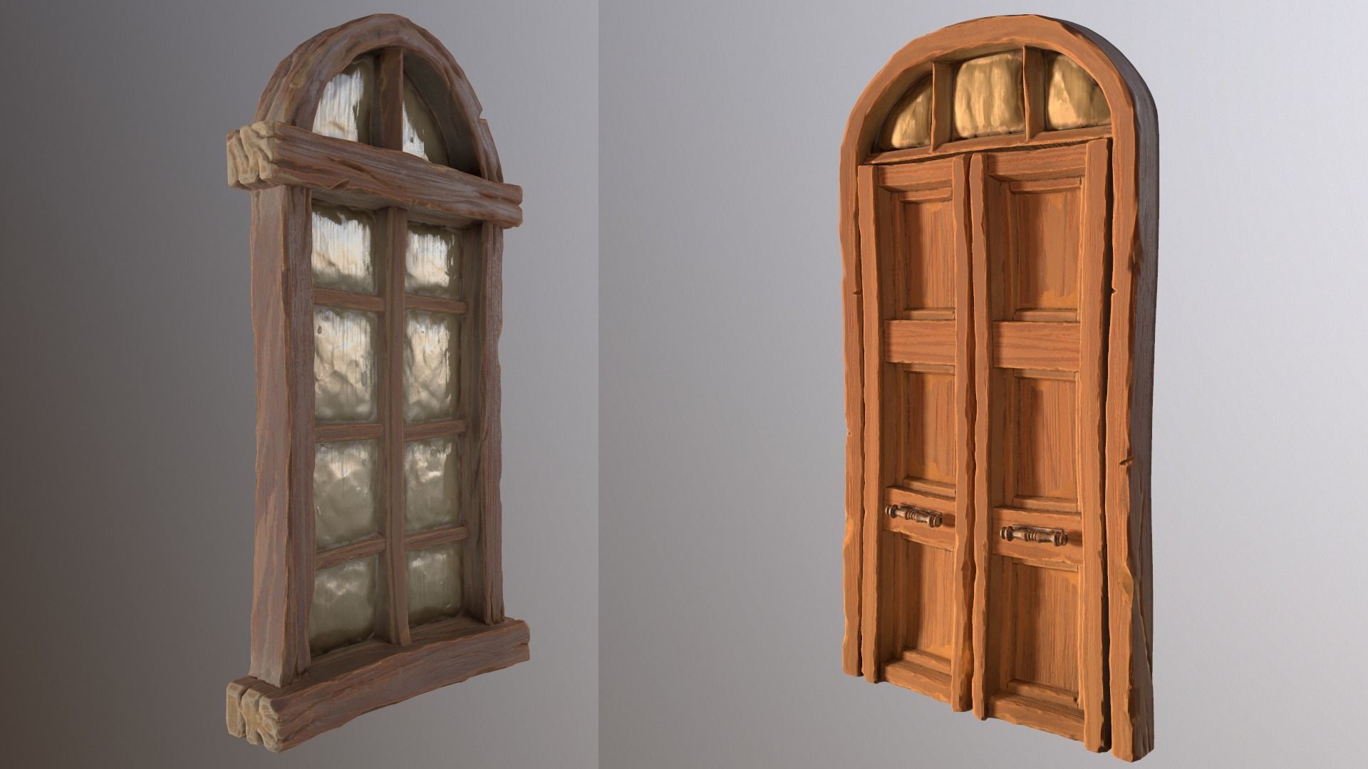 3D model Stylized Door and Window pack VR / AR / low-poly | CGTrader